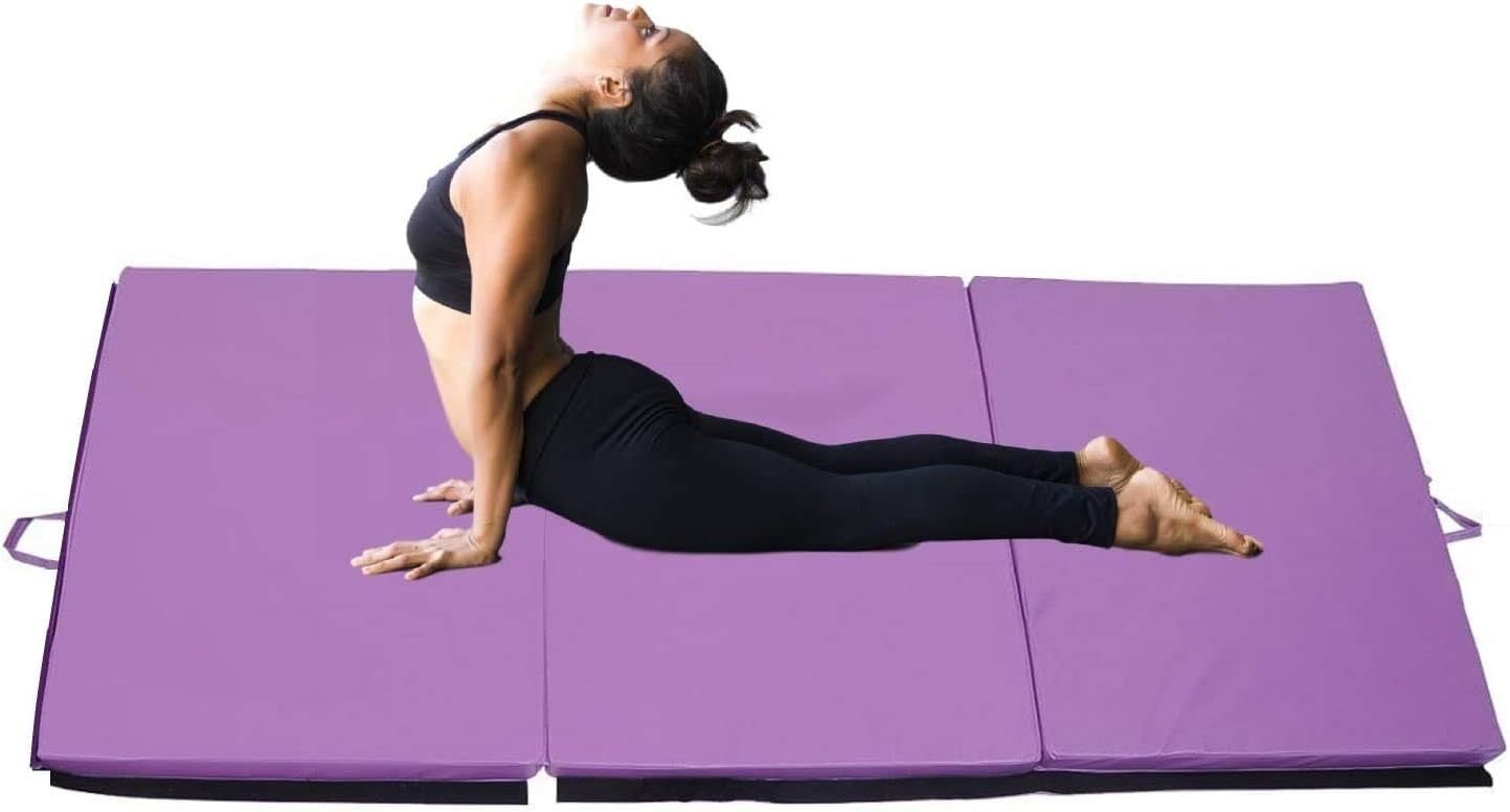 Exercise Mat 6’x4’ Tri-Fold 2" Thick Folding Gymnastics Tumble Mat, 2 ...