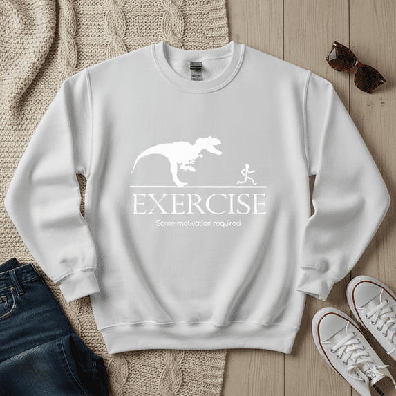 Exercise Motivation Required Funny T-Rex Gym Workout Fitness Graphic ...