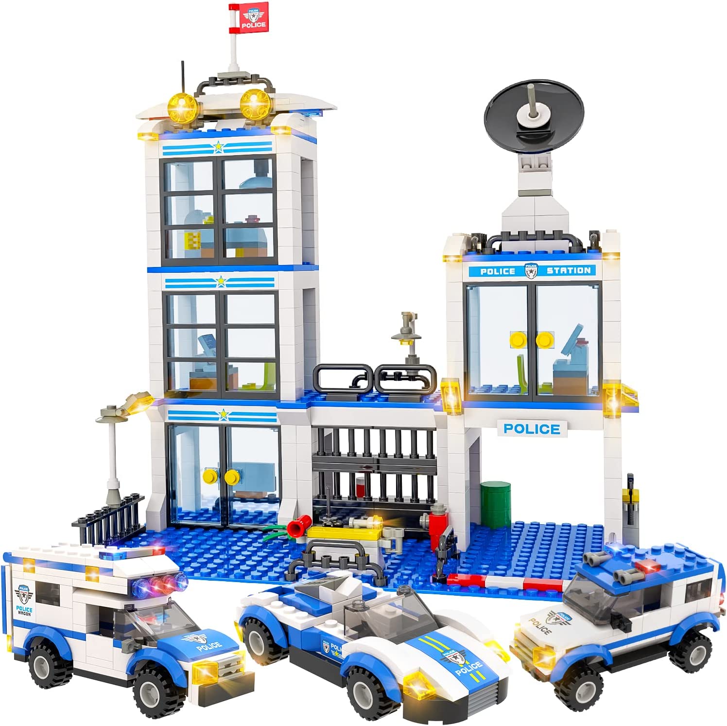 City Police Station Building Blocks Set with Cop Cars, Helicopter, Best ...