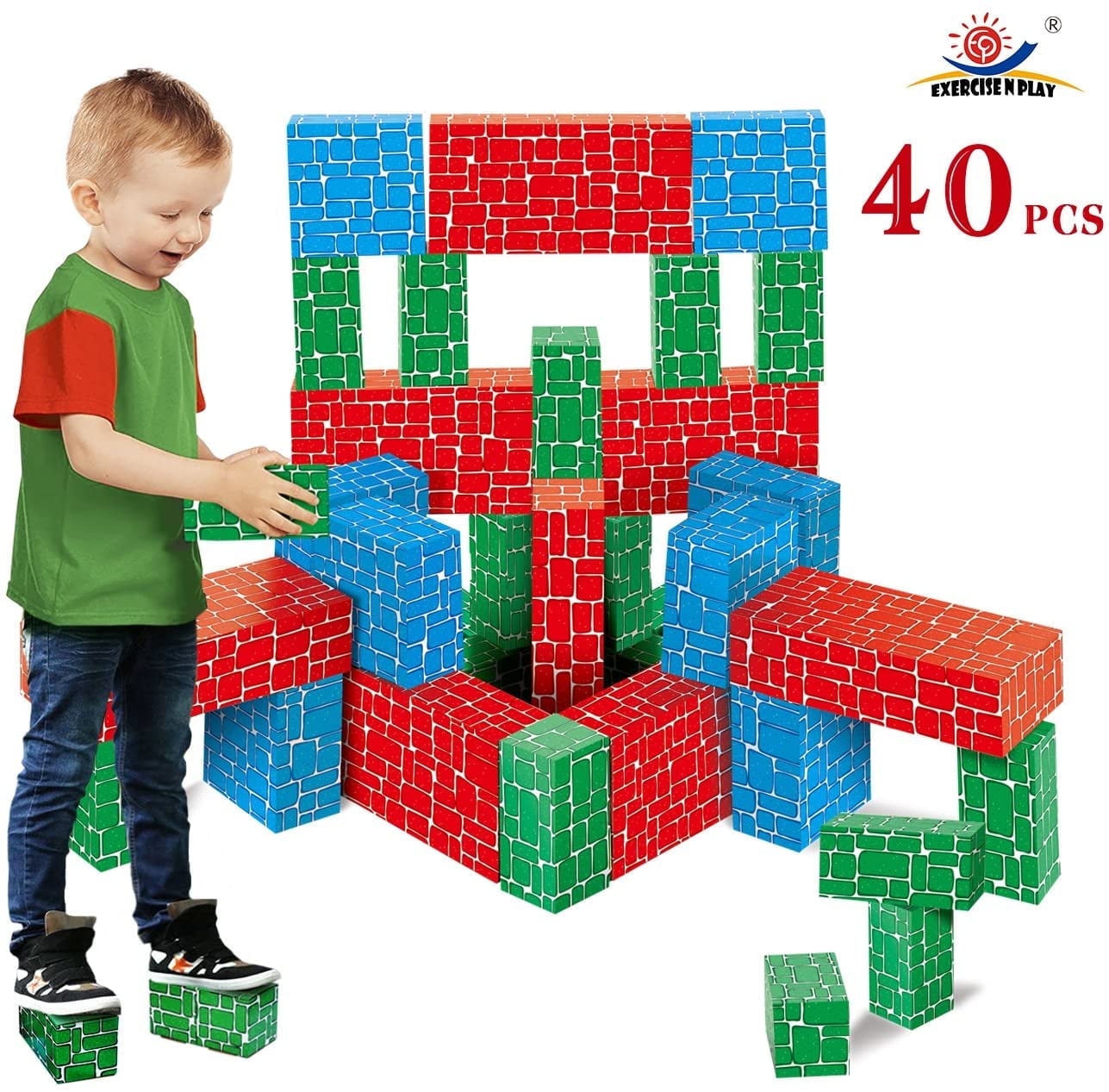 Exercise N Play Jumbo Cardboard Building Blocks, 40-Piece Set - Walmart.com