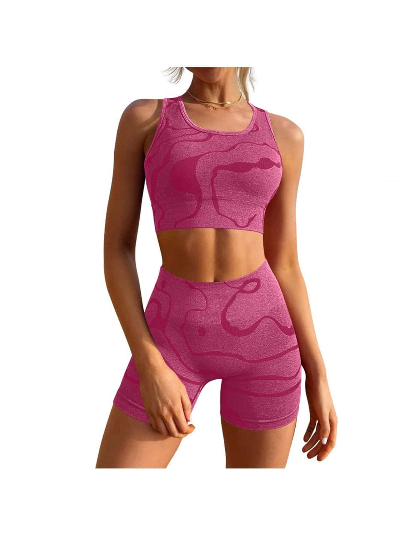 Exercise Outfits for Women 2 Pieces Ribbed Seamless Yoga Outfits Sports Bra and Leggings Set ...