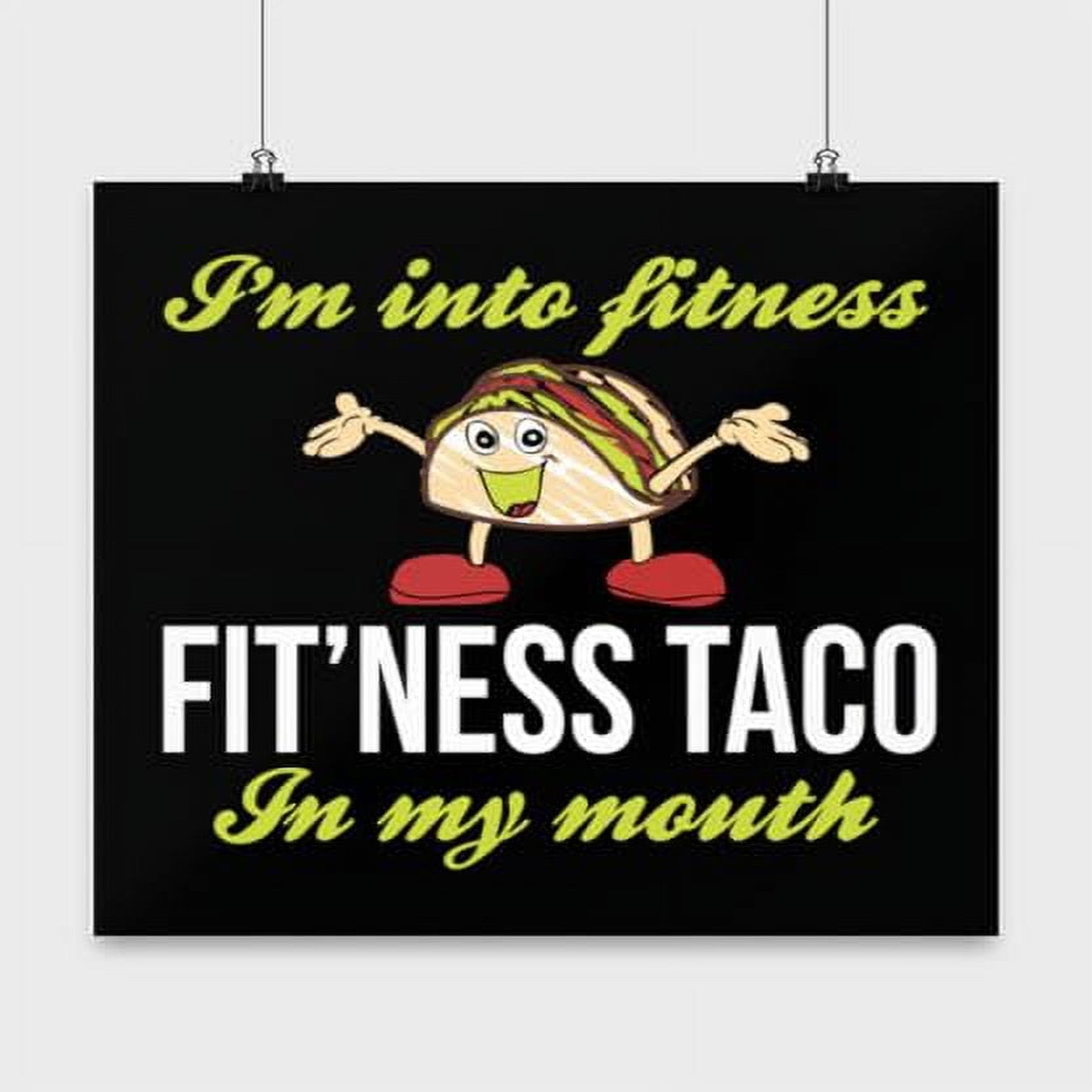 Fitness Taco Wall Art Poster - 13x13in Black Decor for Foodies & Gym ...