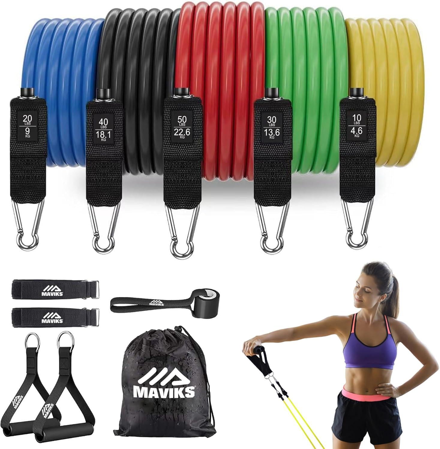 Exercise Resistance Bands for Working Out Set of 5 for Women and Men ...