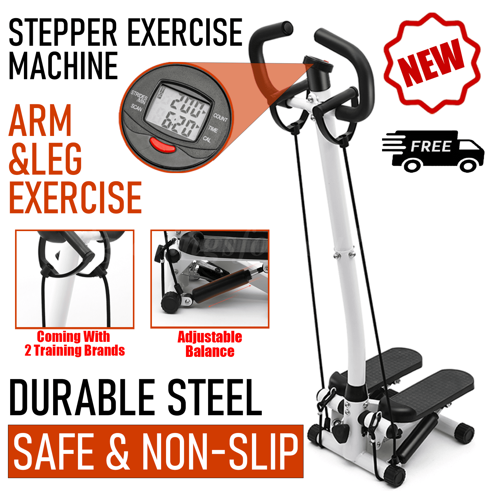 Exercise Stair Stepper Machine LCD Monitor Workout Stair Climber for ...