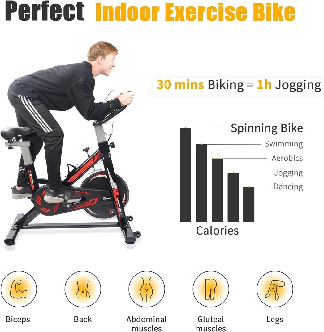 Exercise Stationary Bike with LCD and Heart Rate Monitor, Indoor Sport ...
