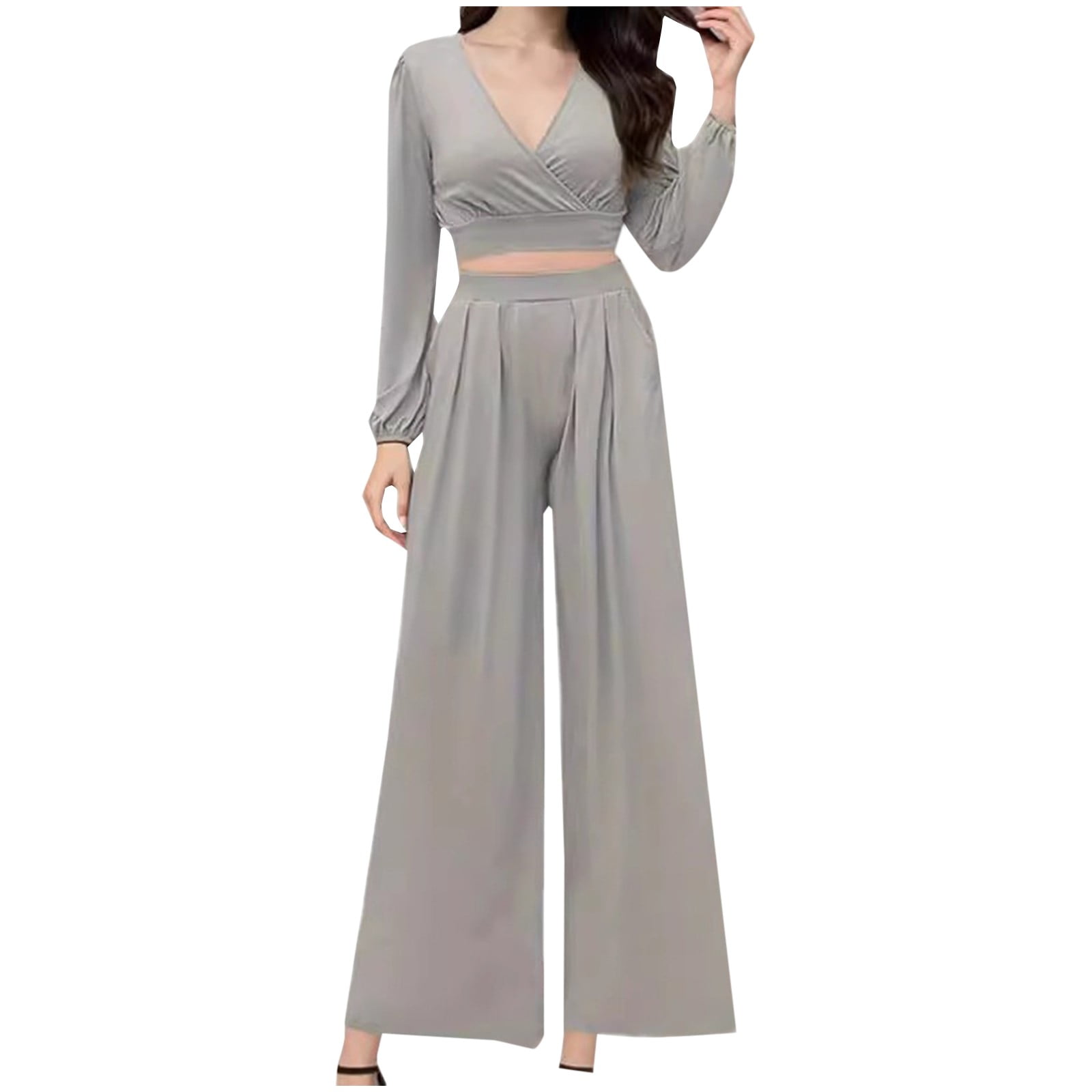 Exercise Tracksuit Set Women's 2 Piece Office Outfits Long Sleeve ...