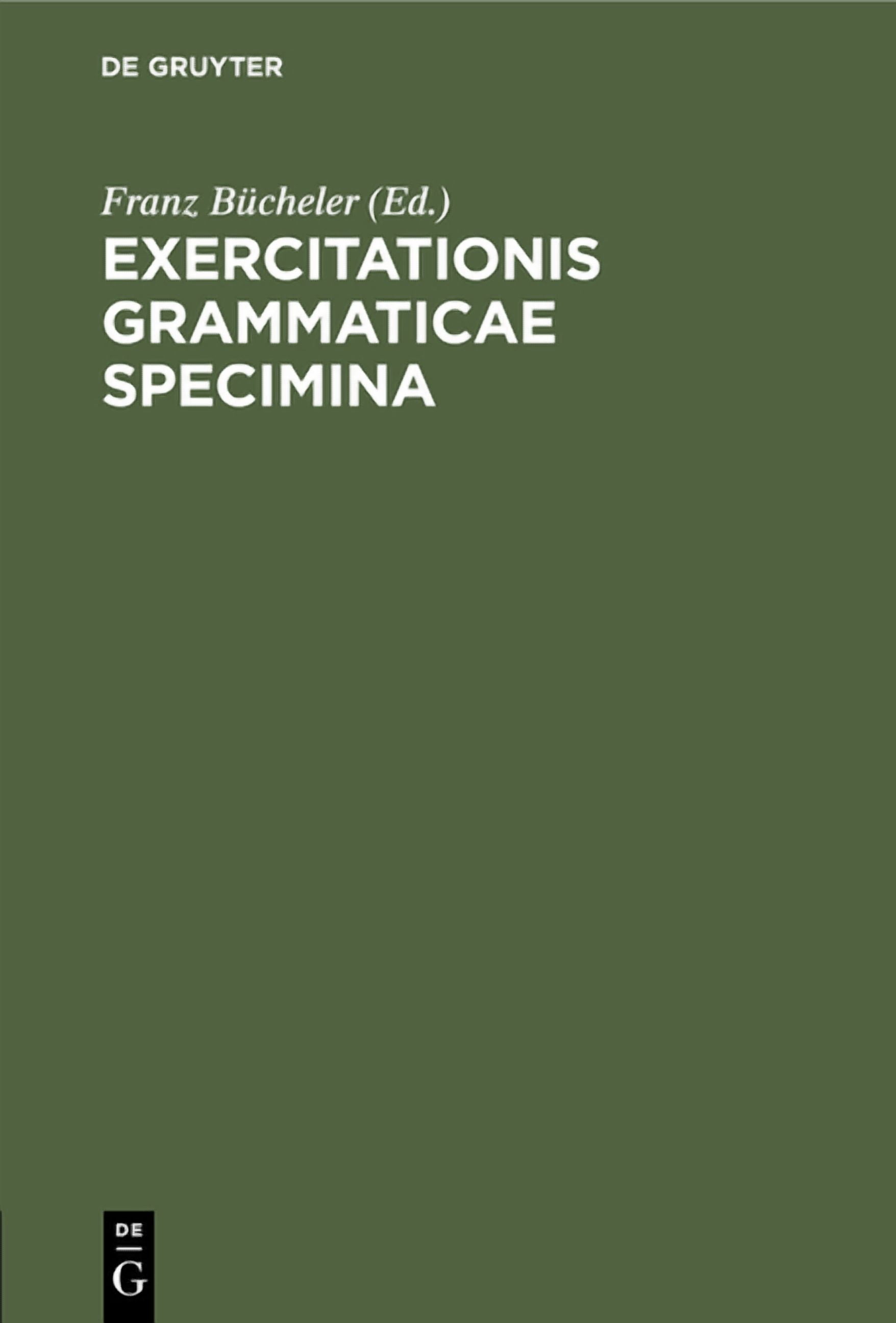 Exercitationis Grammaticae Specimina: [Gratulations-Schrift an Franz ...