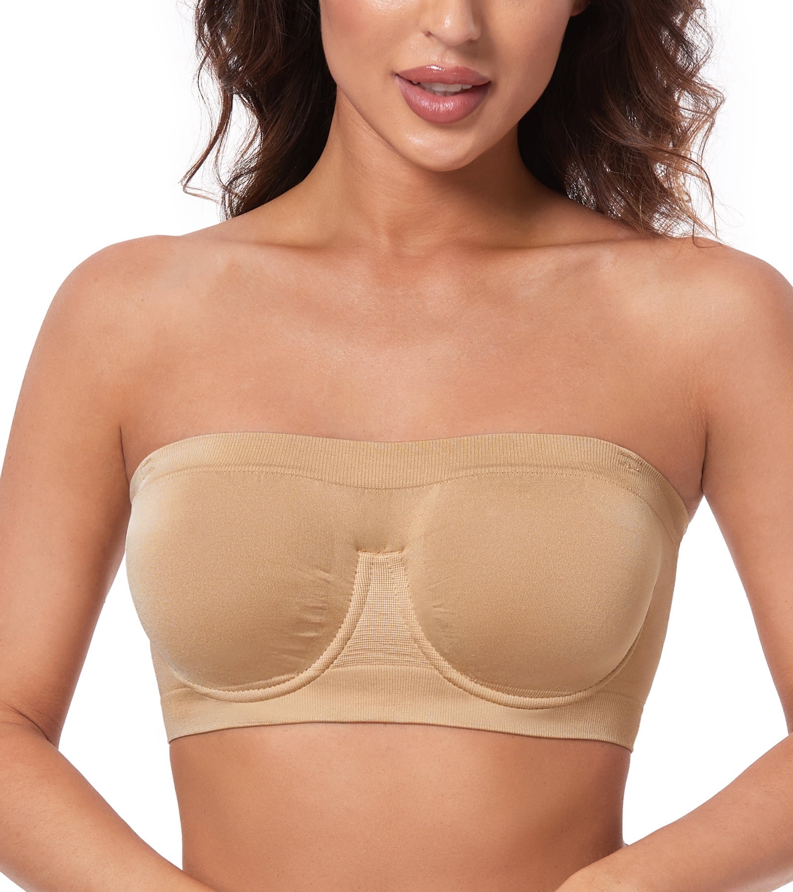 Exerin Women's Strapless Bra, Underwire Bandeau, Beige, Multiway Plus Size, Small - Walmart.com