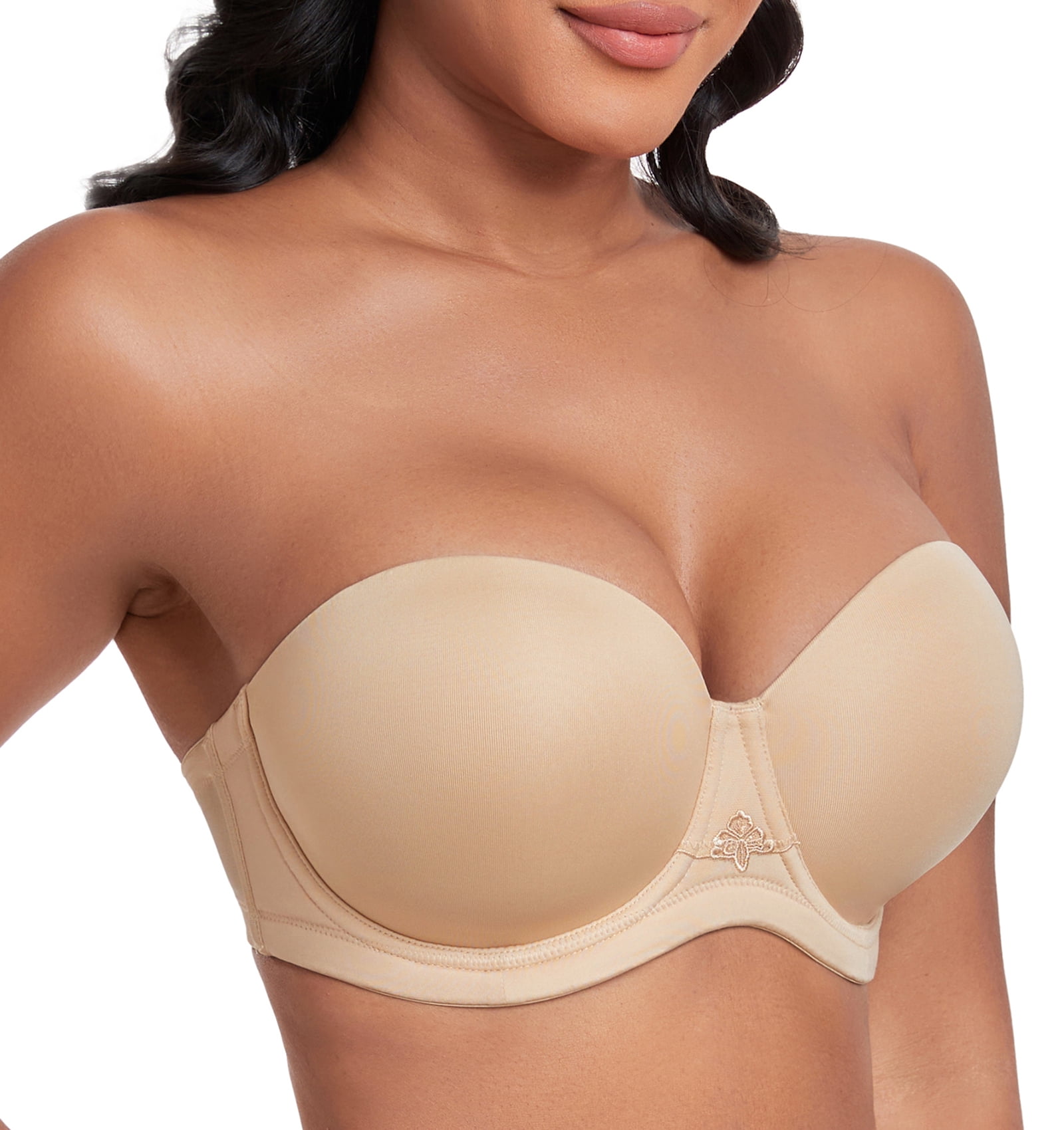 Exerin Women's Strapless Bras Full Coverage Underwire Multiway Convertible Plus Size Bra(36H ...