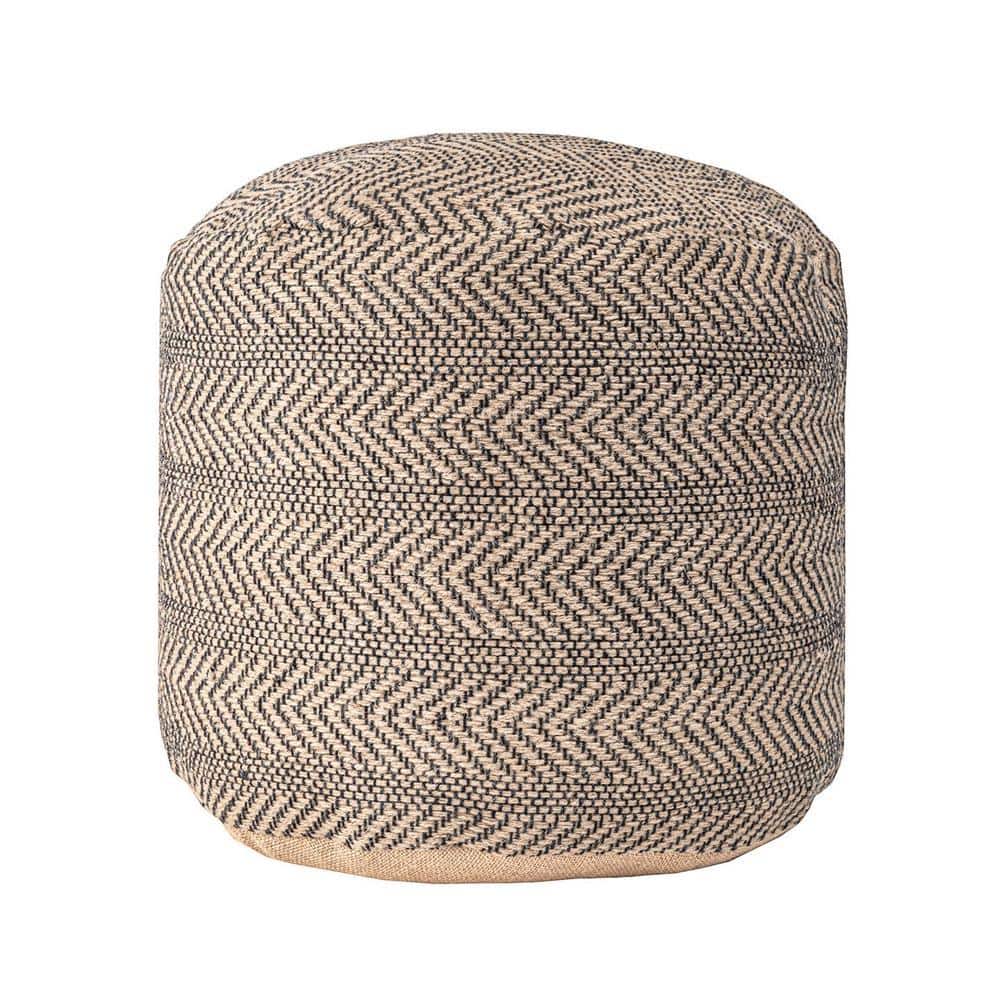 Exeter Chevron Braided Jute Filled Ottoman Natural Round Pouf - Walmart.com