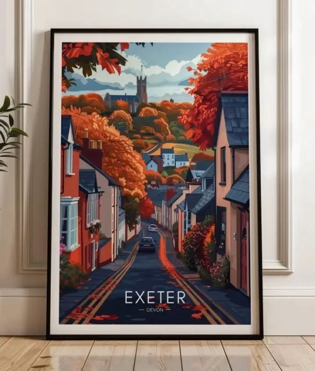 Exeter Travel Poster - Devon Wall Art Print Illustration Poster Artwork ...