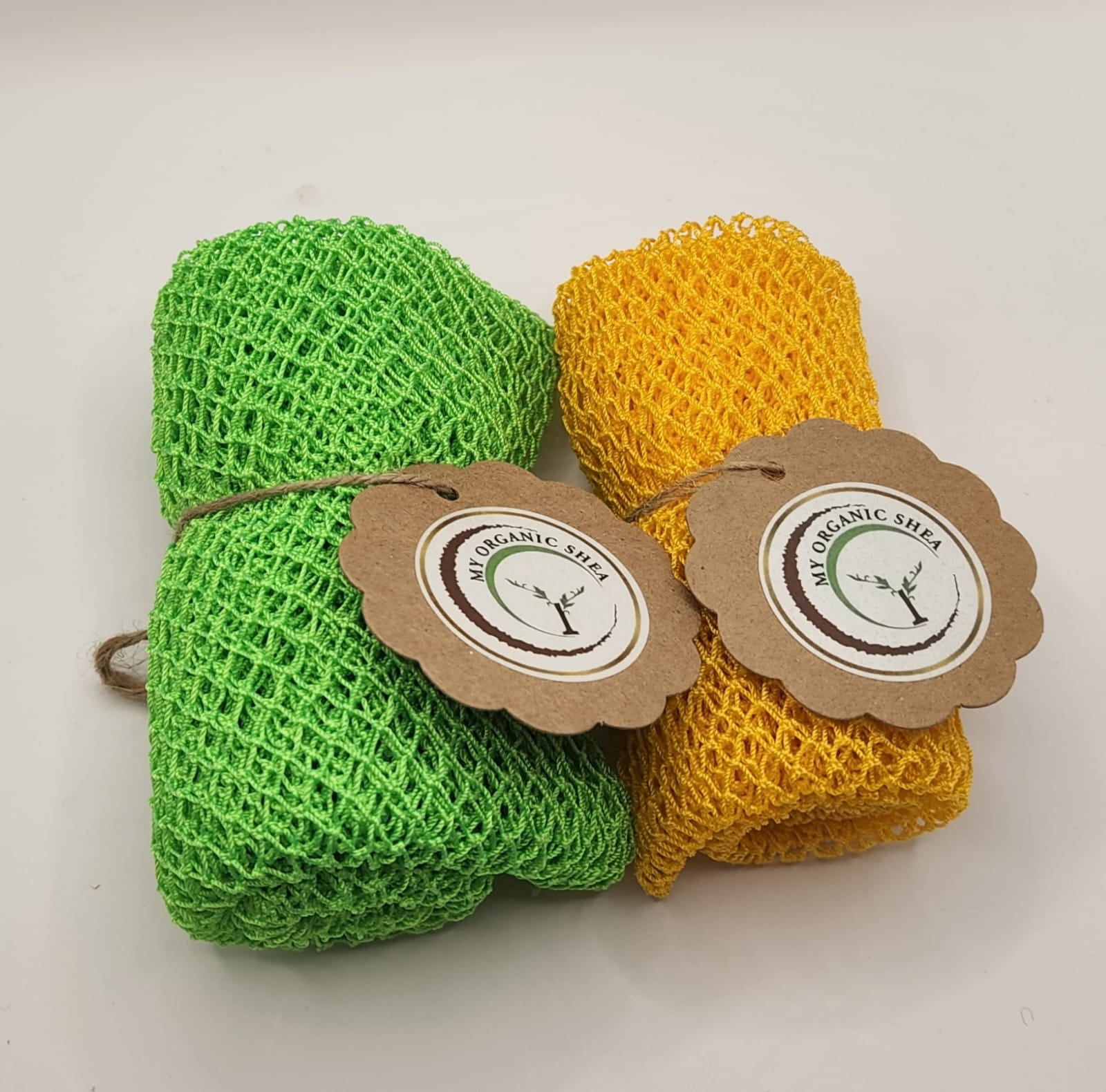 Exfoliating 100% Nylon African Bath Sponge 50", Green & Gold (Pack of 2 ...