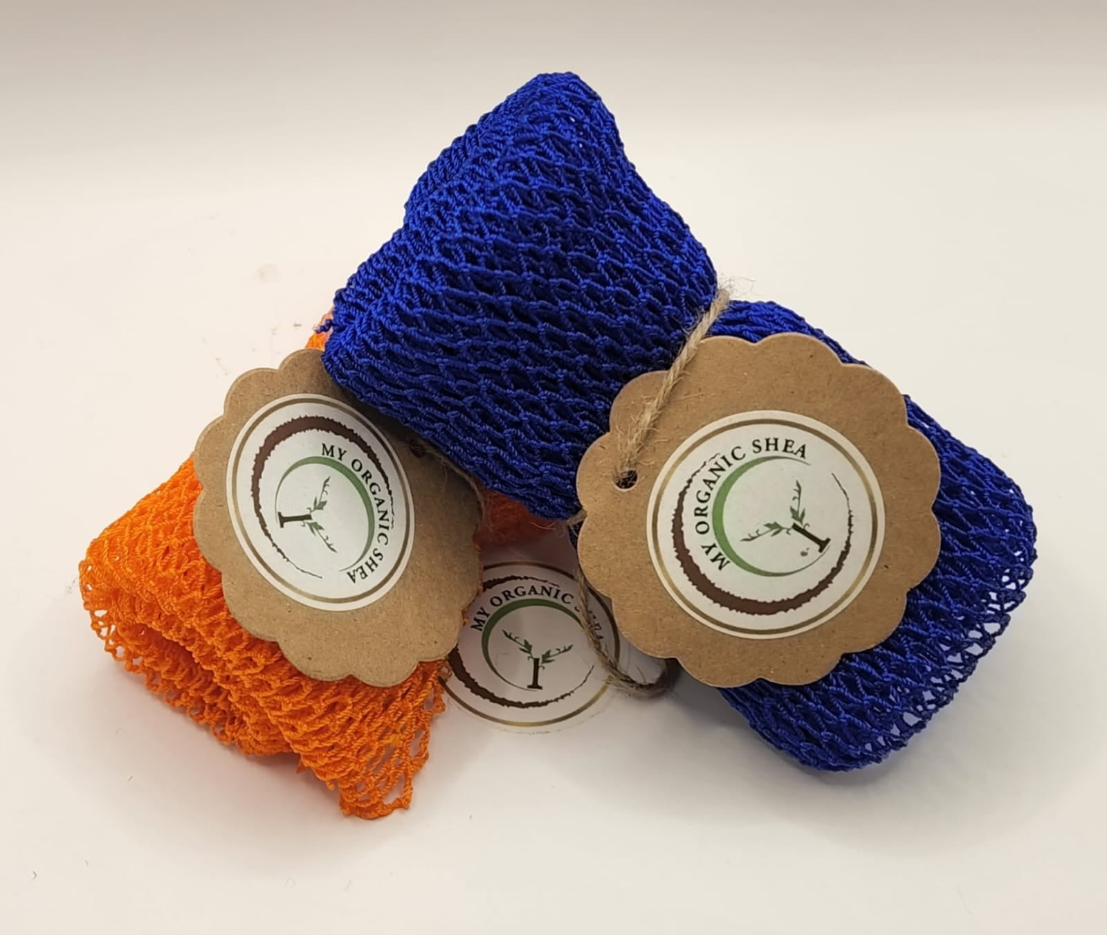 Exfoliating 100% Nylon African Bath Sponge 50", Orange & Navy Blue ...