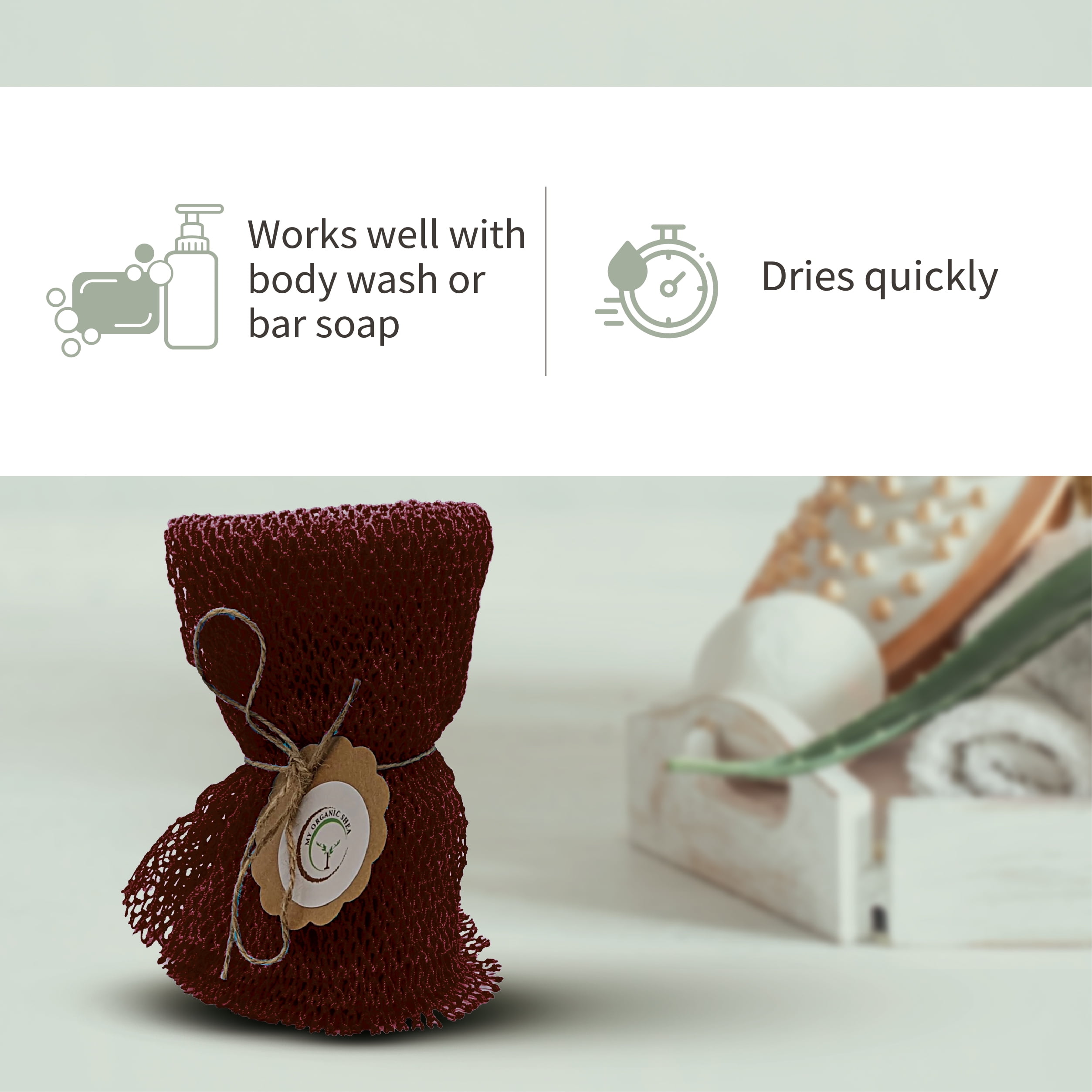 Exfoliating 100% Nylon African Bath Sponge 70", Mesh Shower Sponge ...