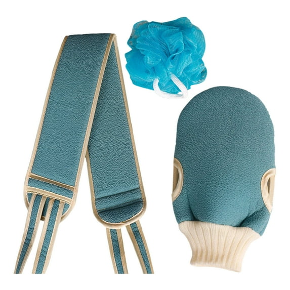 Exfoliating Back Scrubber Gloves with Loofah Sponge & Bath Towel | 3 ...
