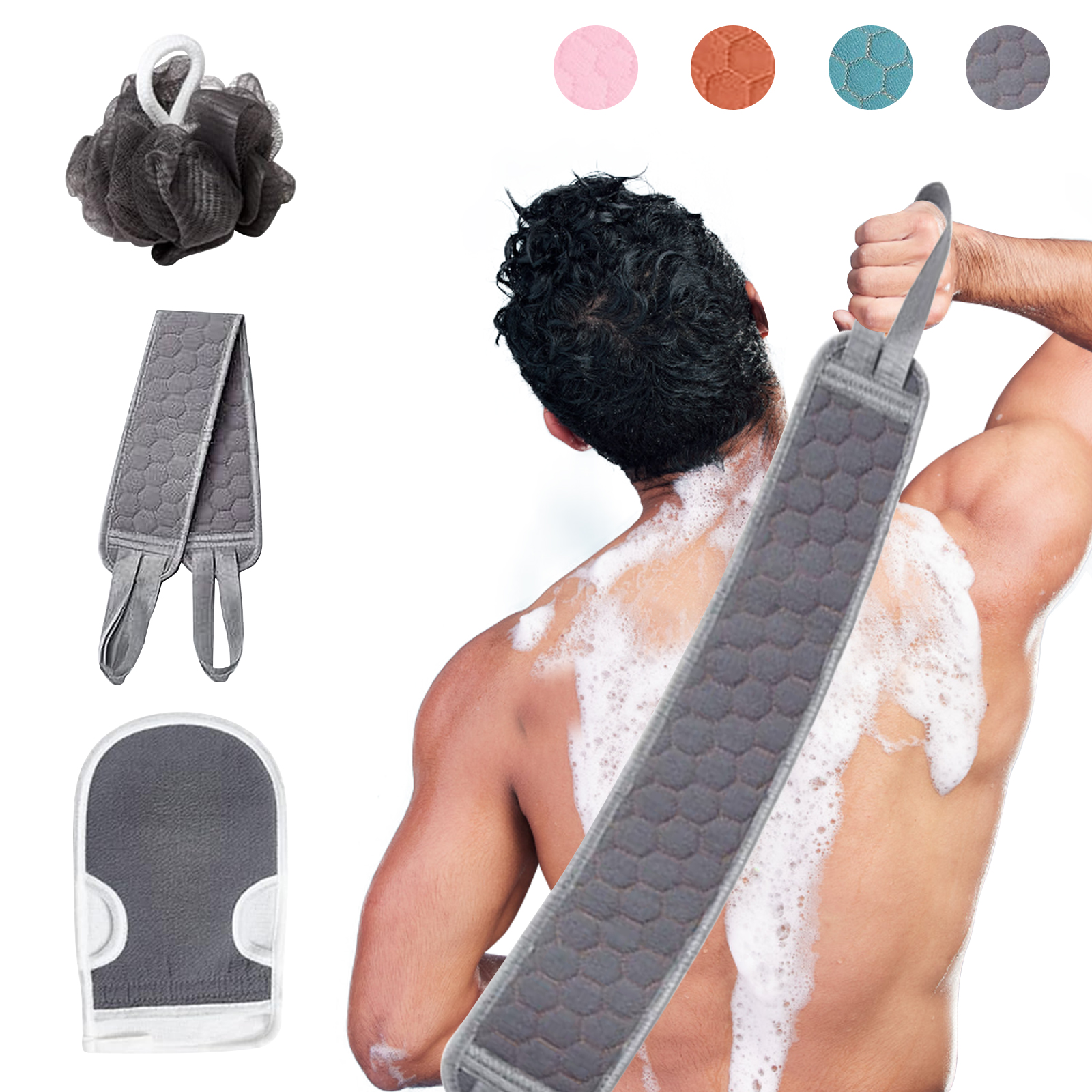 Exfoliating Back Scrubber & Exfoliating Sponge Pad Set for Women and ...