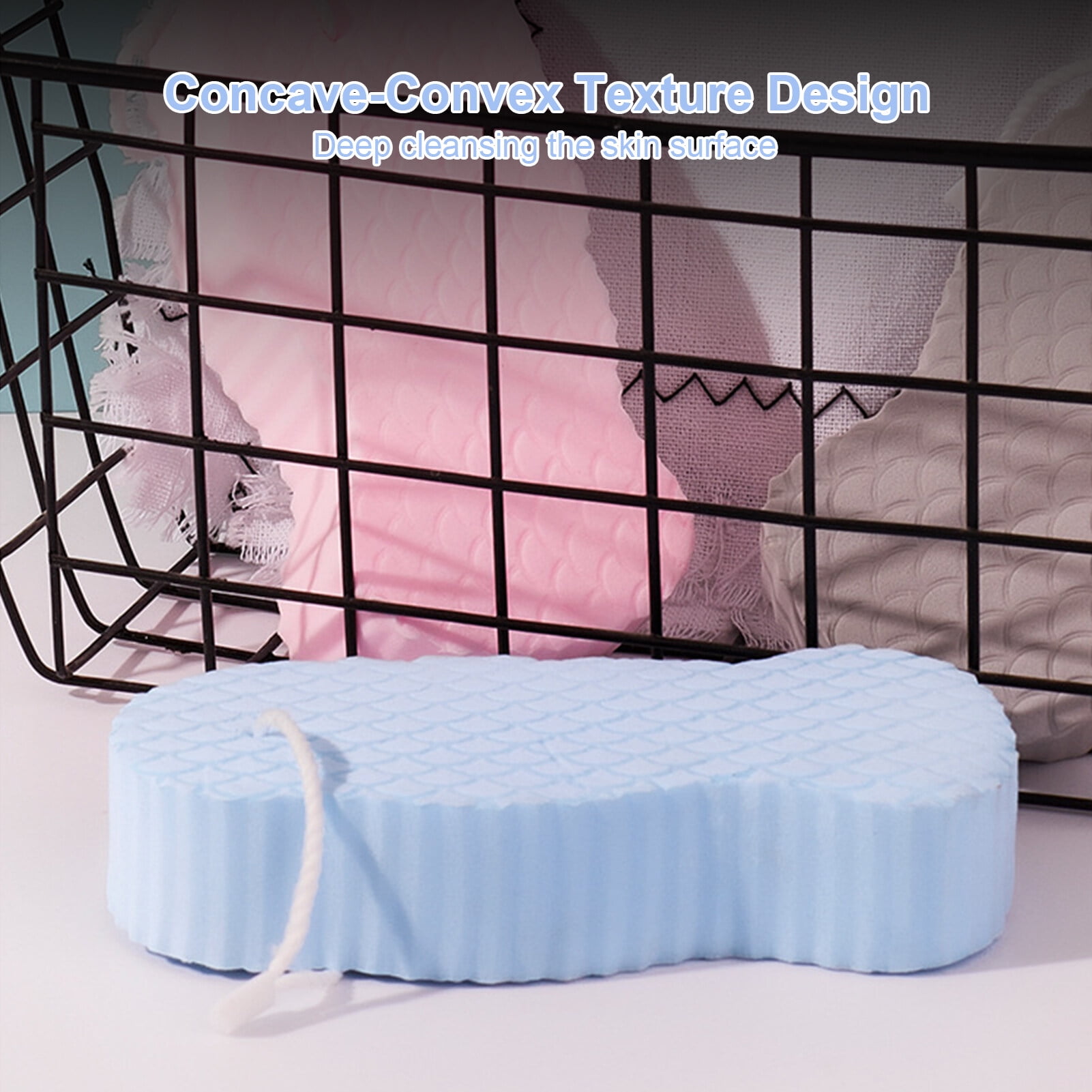 Exfoliating Bath Sponge Body Scrubber Skin Cleansing Soft Shower Sponge ...