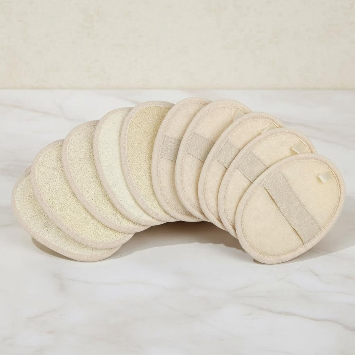 Exfoliating Loofah Sponge Pads - Natural Luffa & Terry Cloth, Body ...