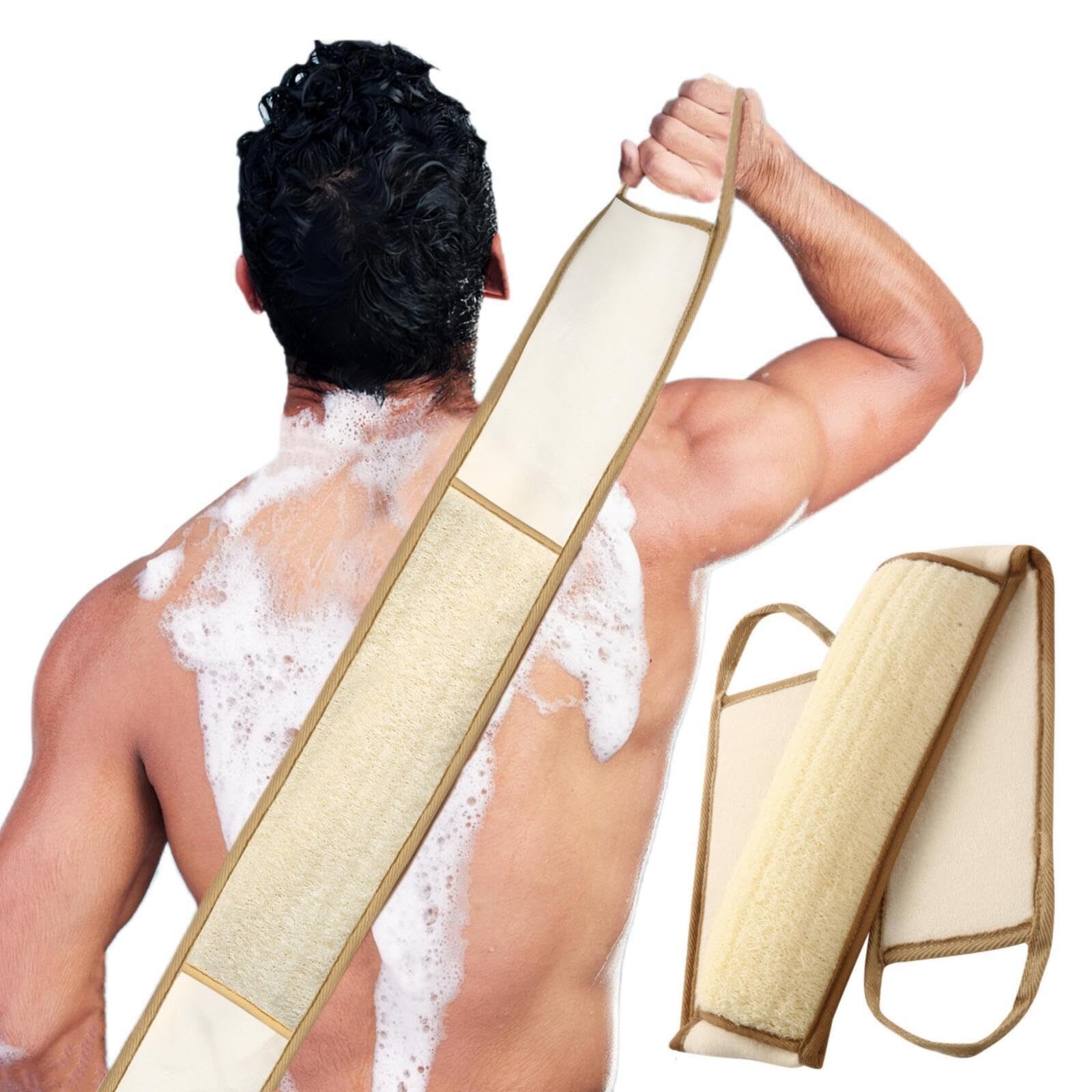 Exfoliating Natural Loofah Sponge Back Scrubber for Shower, Exfoliating ...