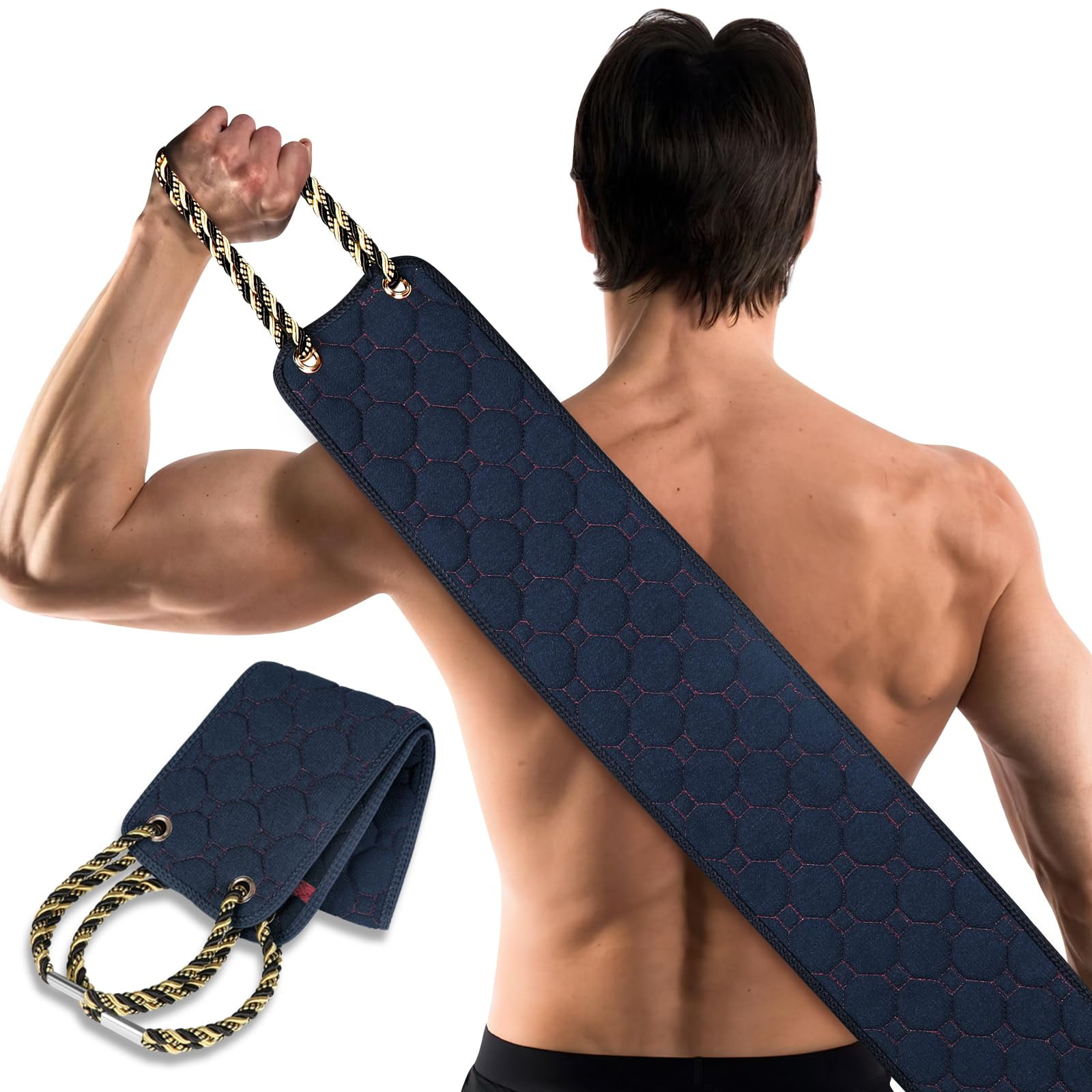 Exfoliating Scrubber with Handles, 39 Inch Double-Sided Exfoliator Body ...