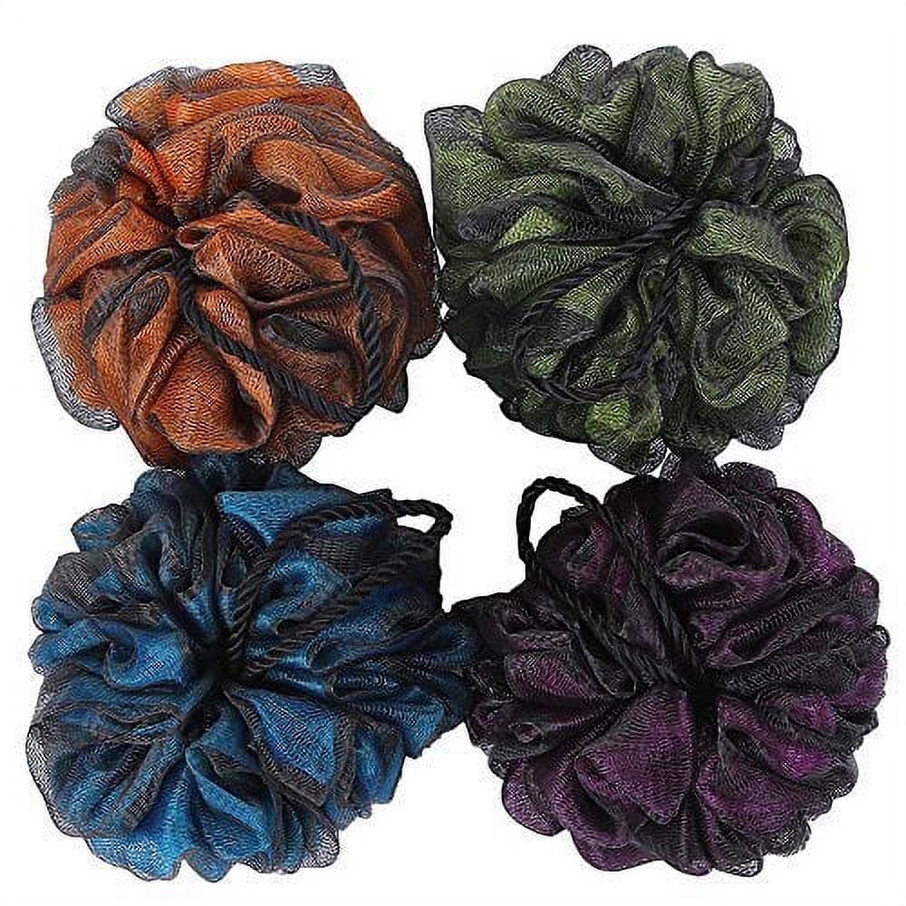 Large Exfoliating Loofah Bath Sponge Set, Mesh Body Scrubber, Set of 4 ...