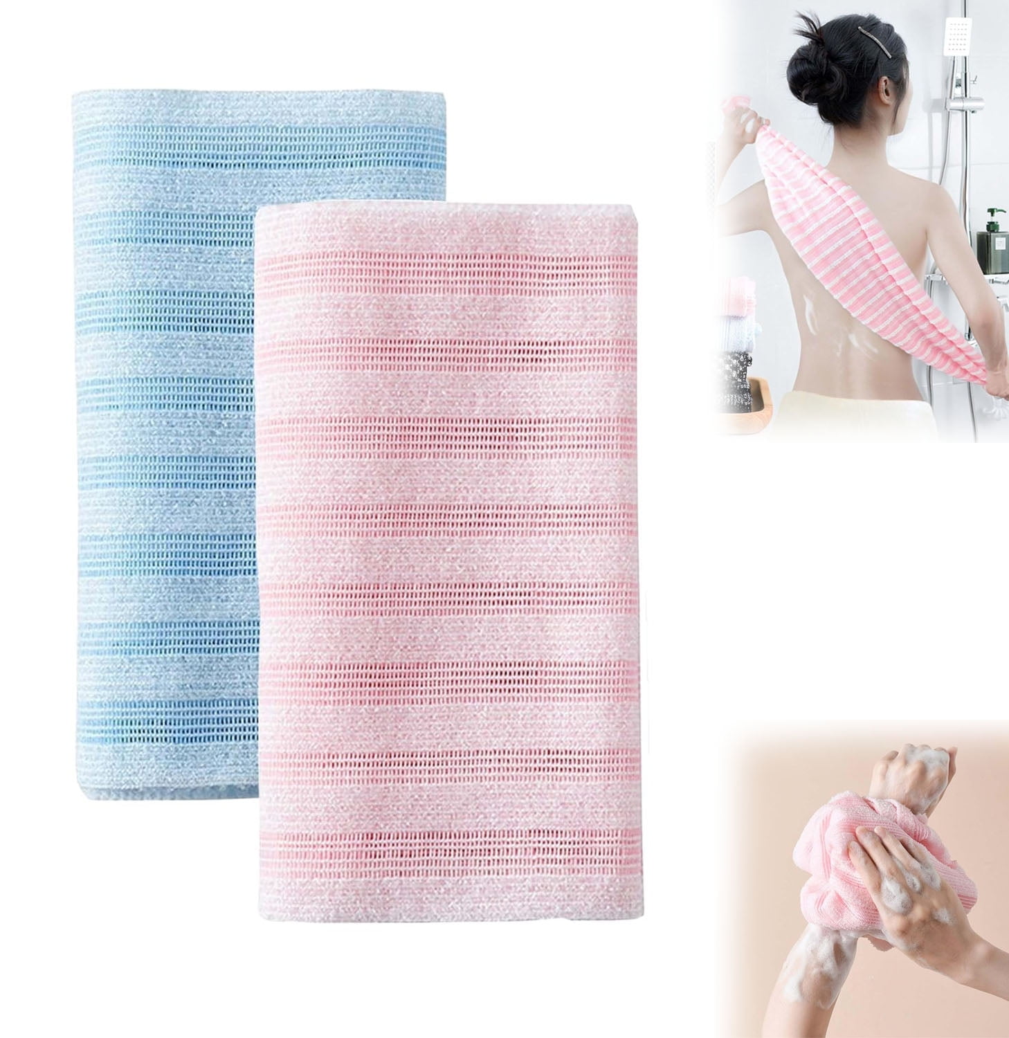 Exfoliating Shower Towel - 2-in-1 Dual Sides Body Scrubber & Face ...