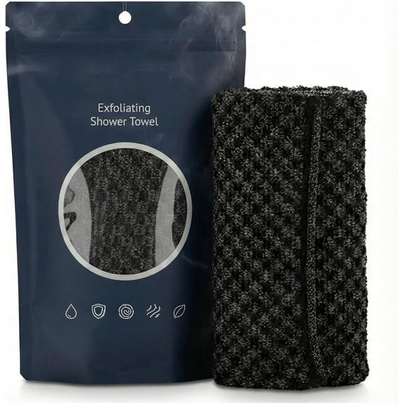 Exfoliating Shower Towel, Dual-Sided Bath and Body Scrubber Wash Cloth ...