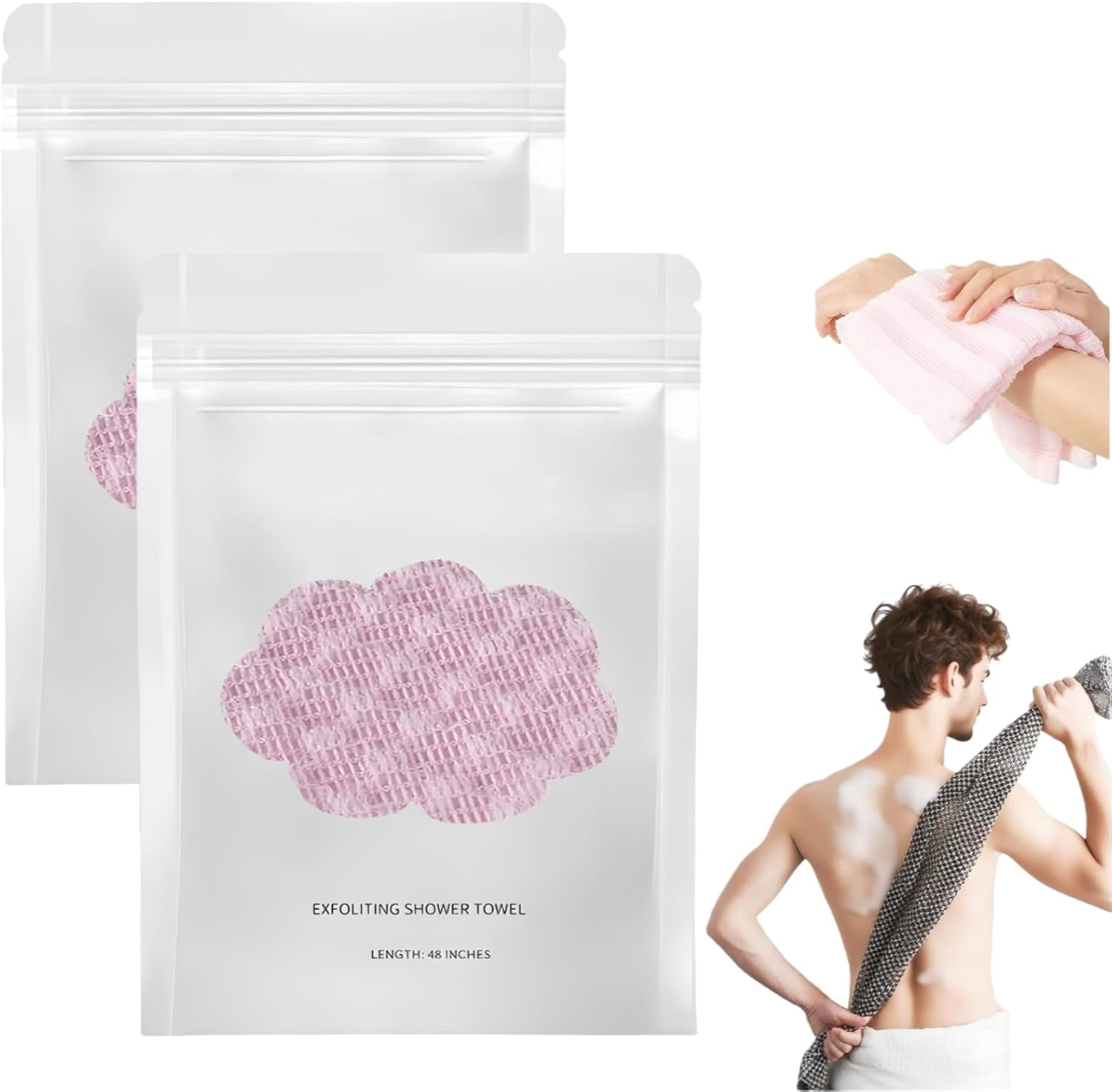 Exfoliating Shower Towel, Professional Long Microfiber Exfoliating ...