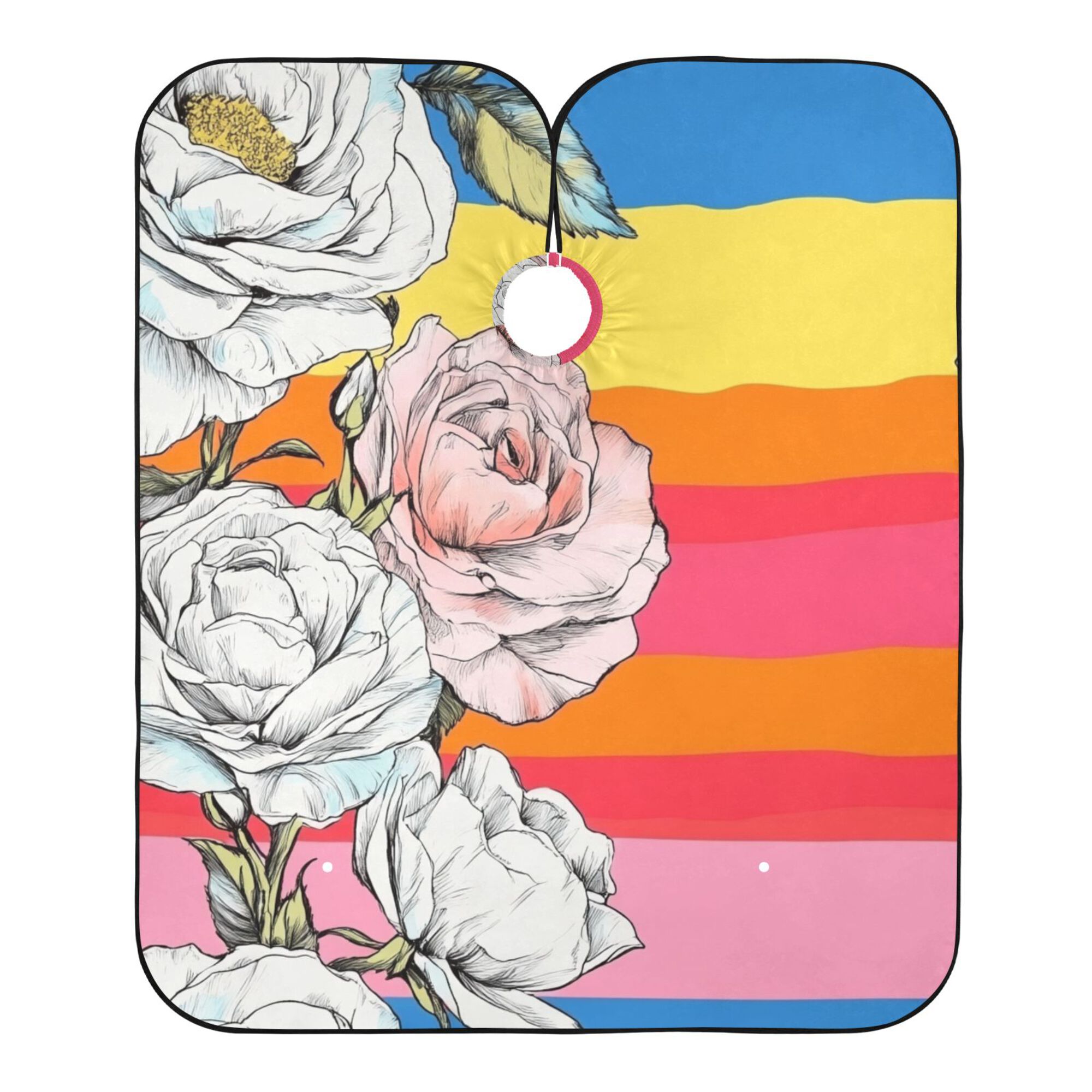 JSTEL Rose Flower Floral Stripes Waterproof Barber Cape for Men Women ...