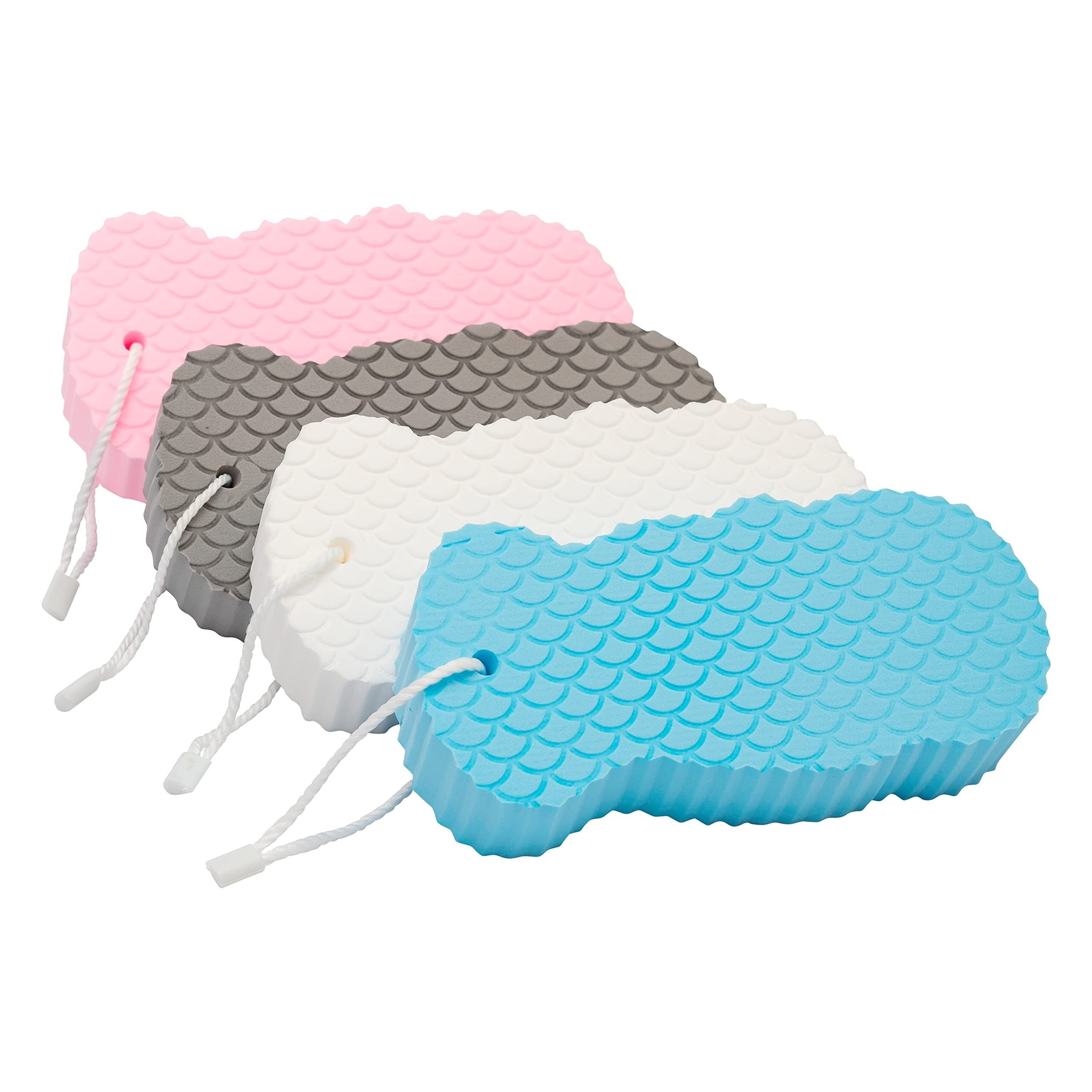 Exfoliating Sponges (4 pcs) - Super Soft exfoliating Bath Shower Sponge ...