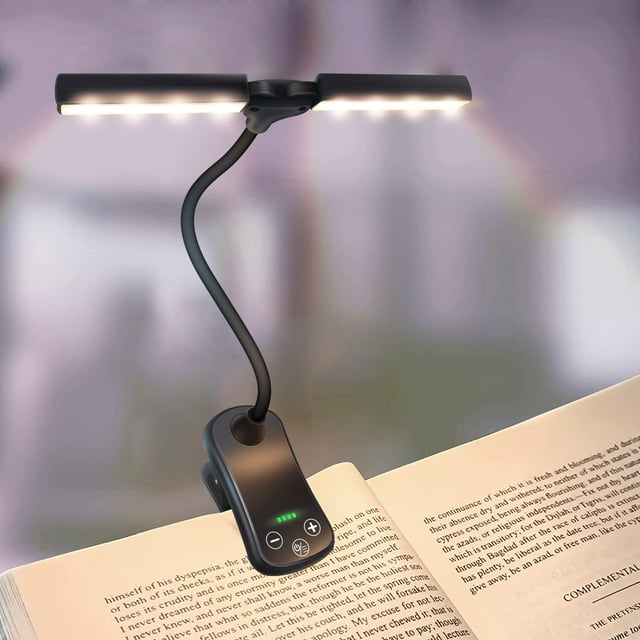 Exgreem 14 LED Book Light, USB Rechargeable, Dual Head, 10 Brightness ...