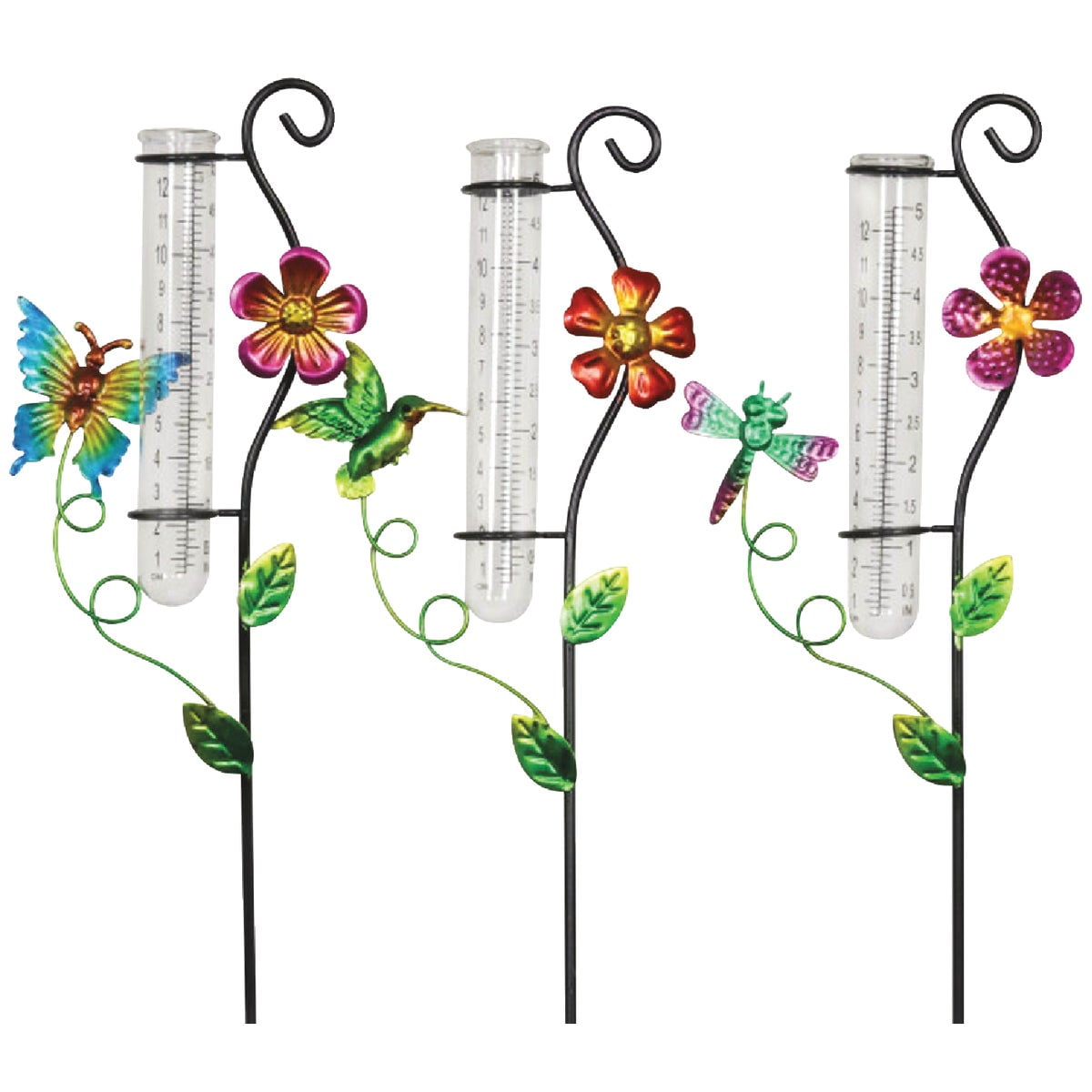 Exhart 14 In. Mini Rain Gauge Stake with Flowers 06100 Pack of 12 ...