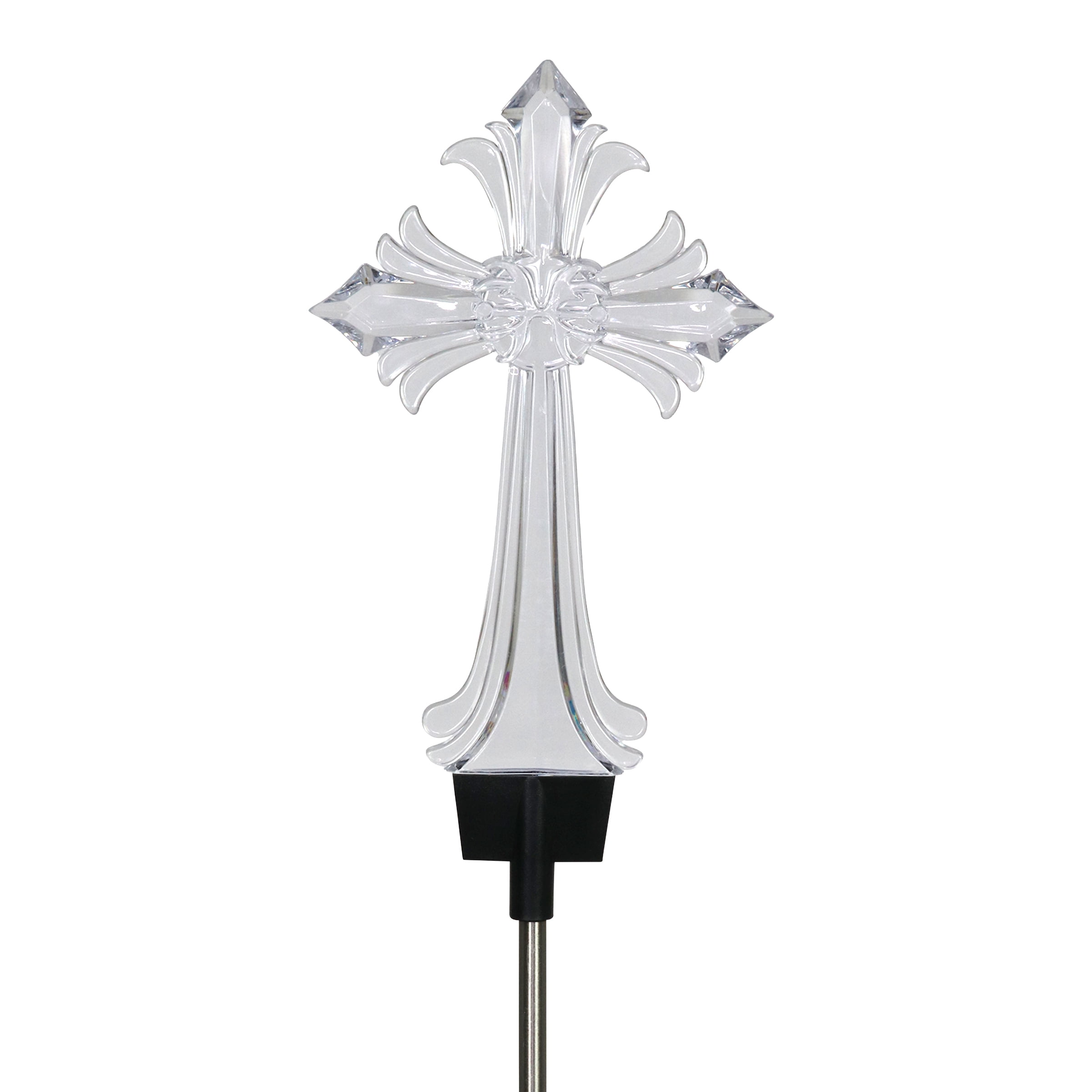 Exhart Acrylic Color Changing Cross Solar Powered Garden Stake, 6 by 35 ...