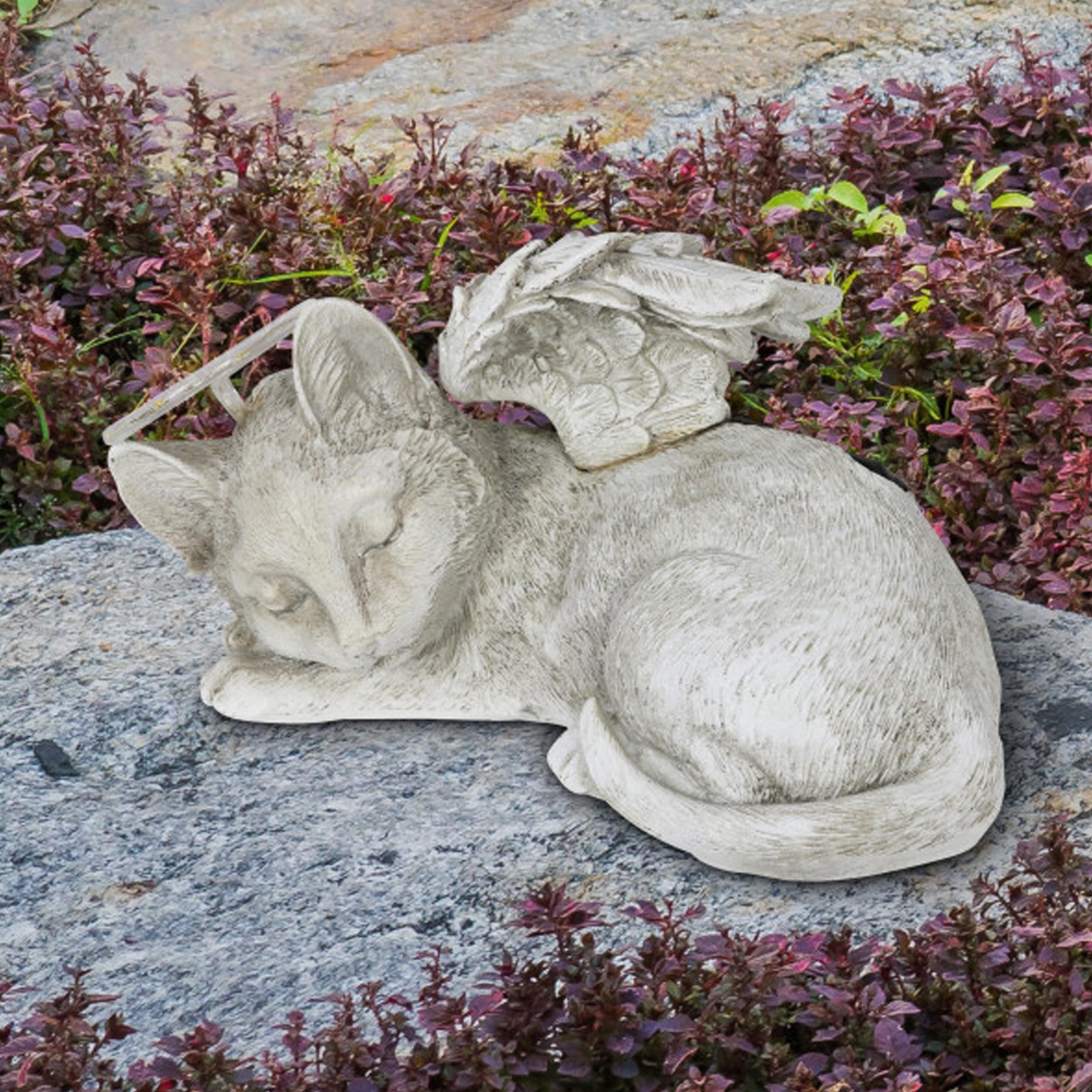 Exhart Cat Statue, Solar Pet Memorial Sleeping Cat Garden Sculpture ...