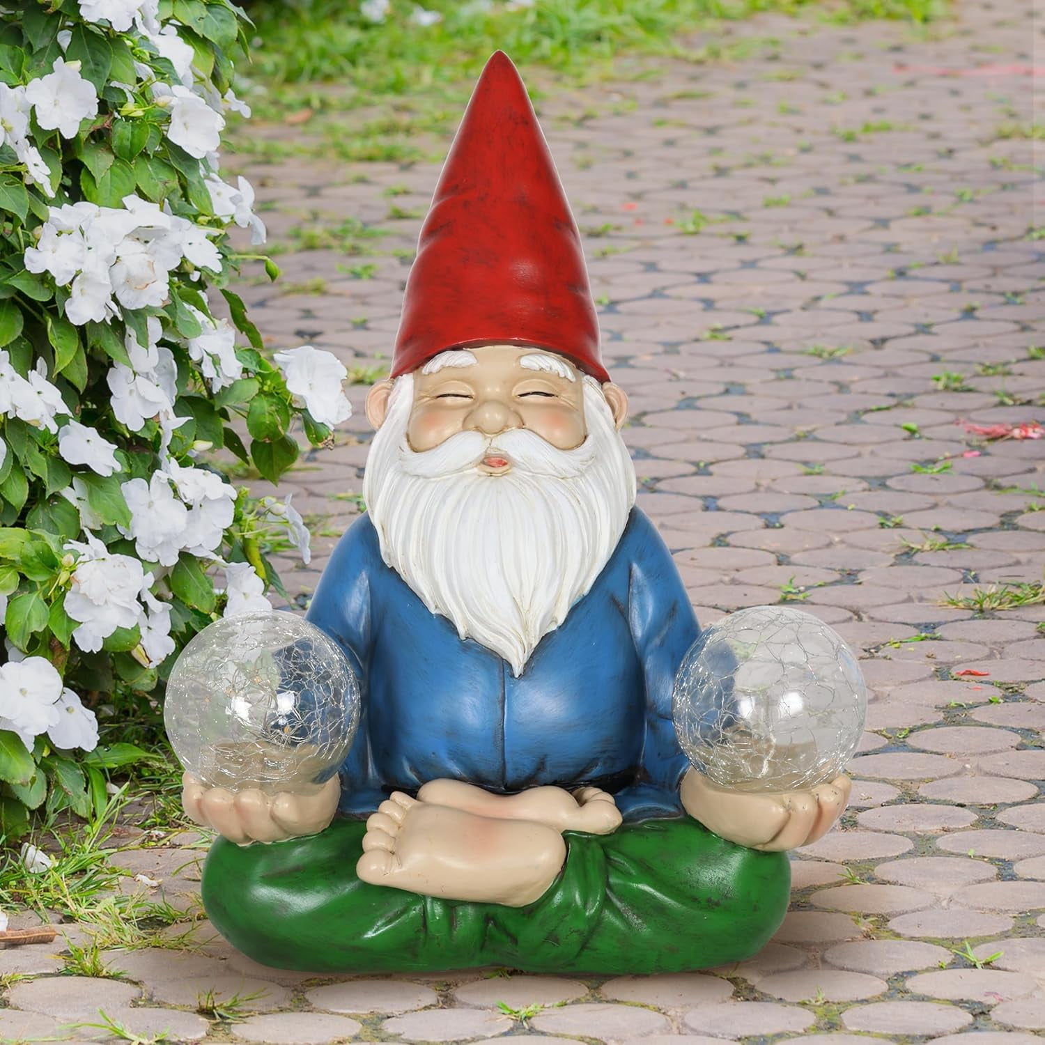 Exhart Garden Sculpture, Meditating Yoga Solar Garden Gnome Statue, 2 ...