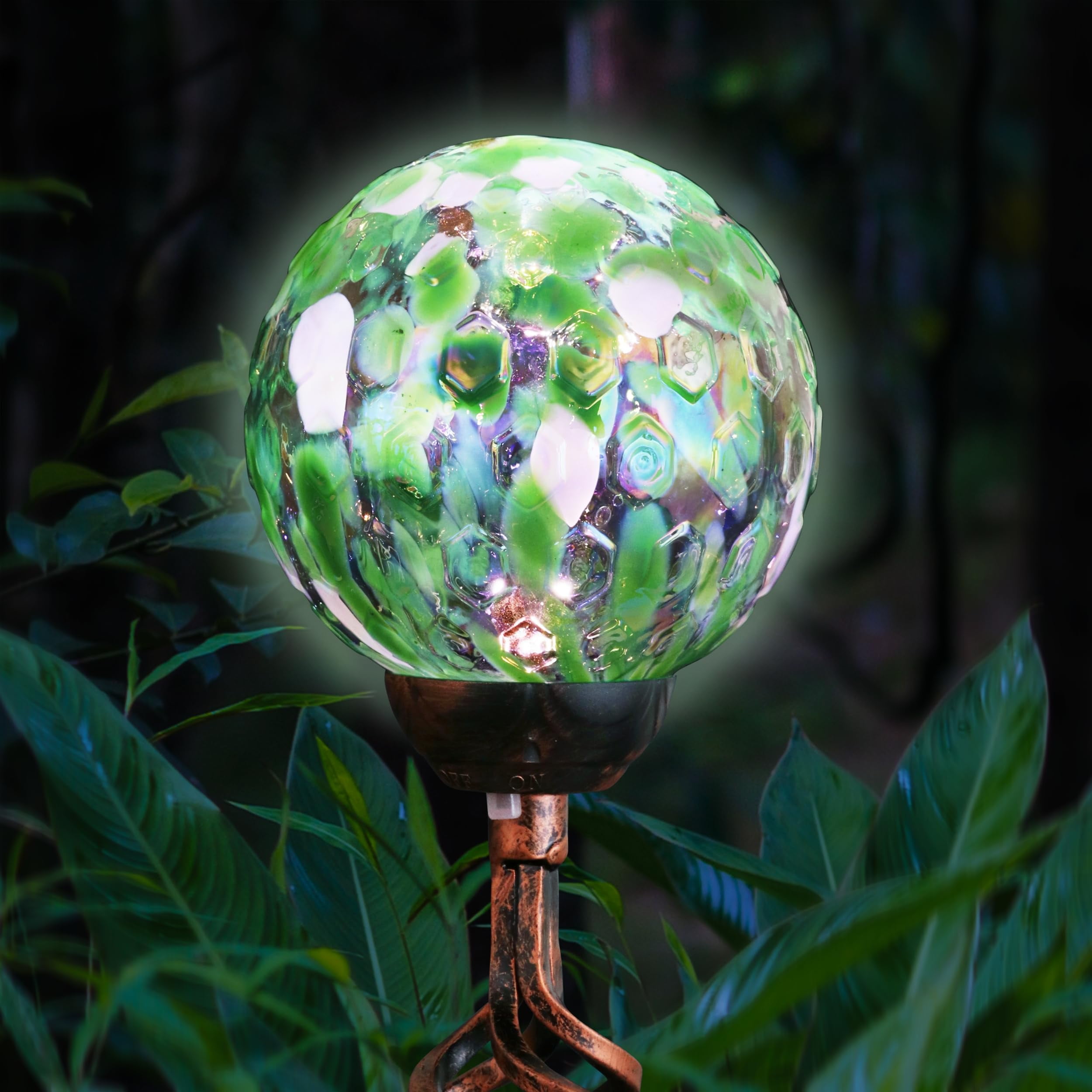 Exhart Garden Solar Lights, RRF12 Decorative LED Honeycomb Glass Ball ...