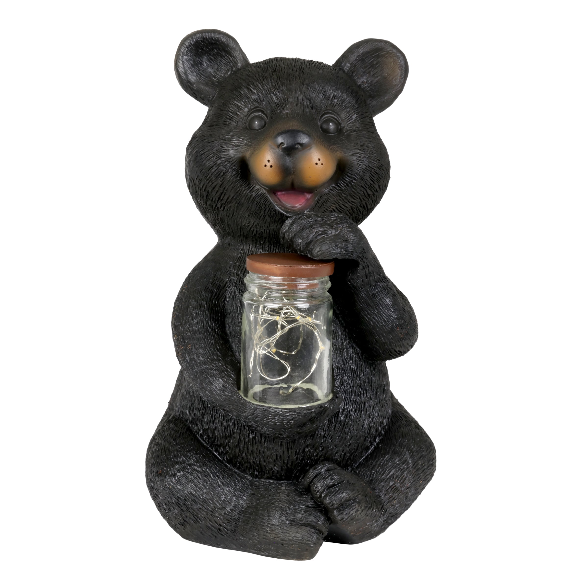 Exhart Solar Bear Garden Statue Holding Glass Jar with Eight LED ...