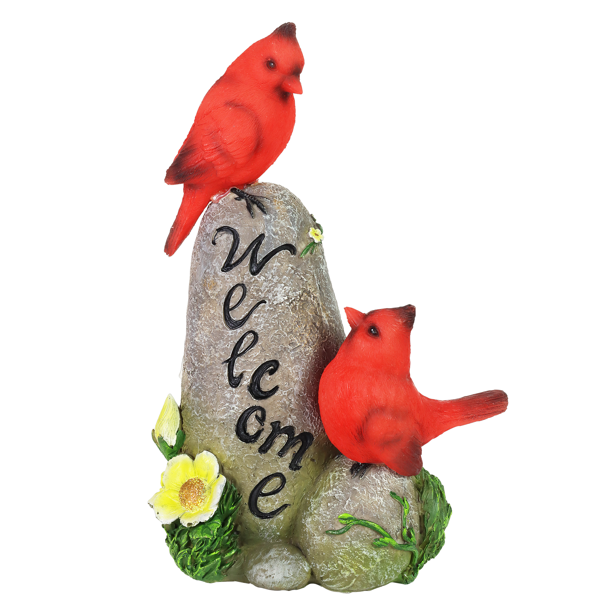 Exhart Solar Cardinals on Rock Garden Statue, 12 inch, Resin ...