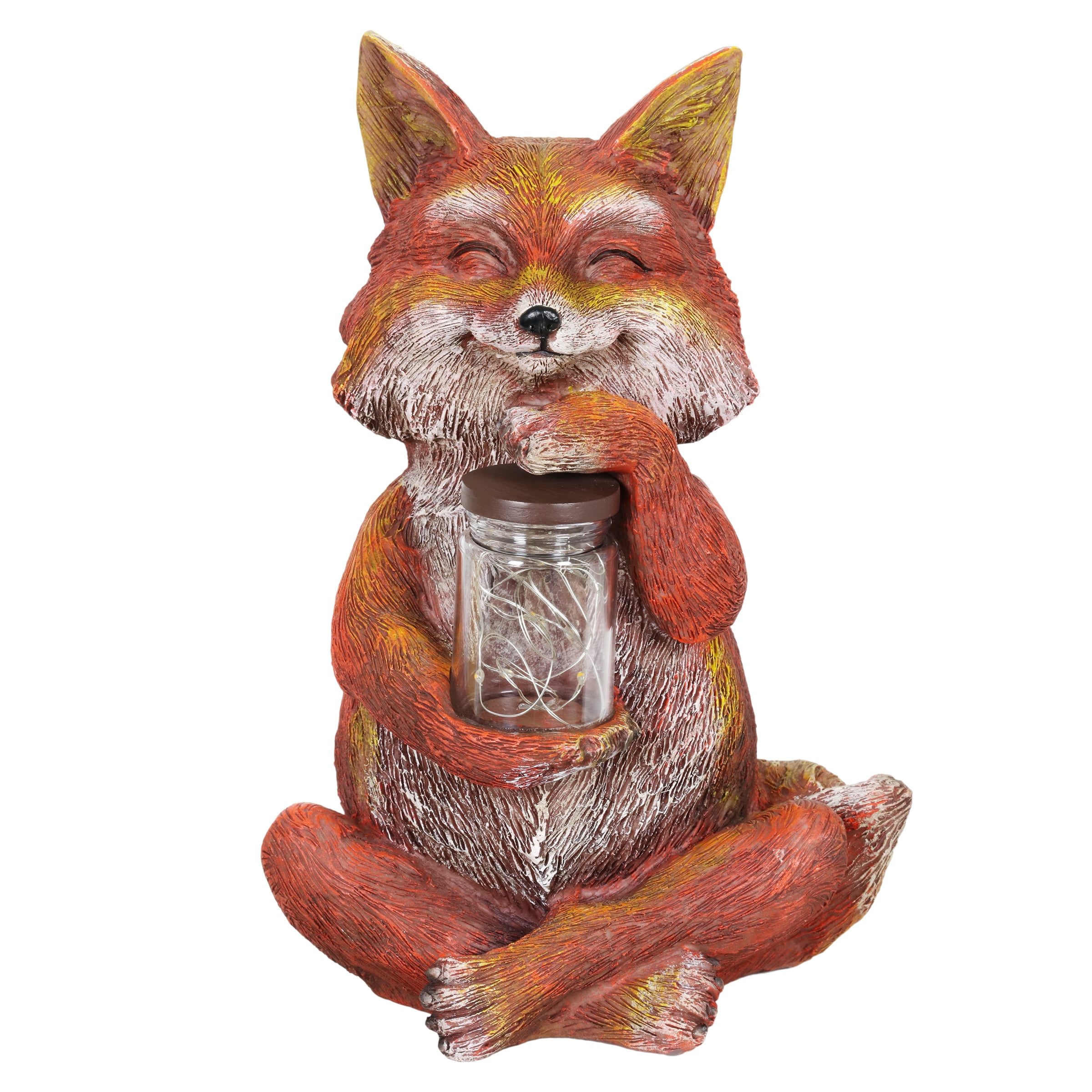 Exhart Solar Fox Outdoor Figurine - Lawn Decor Ornament with LED ...