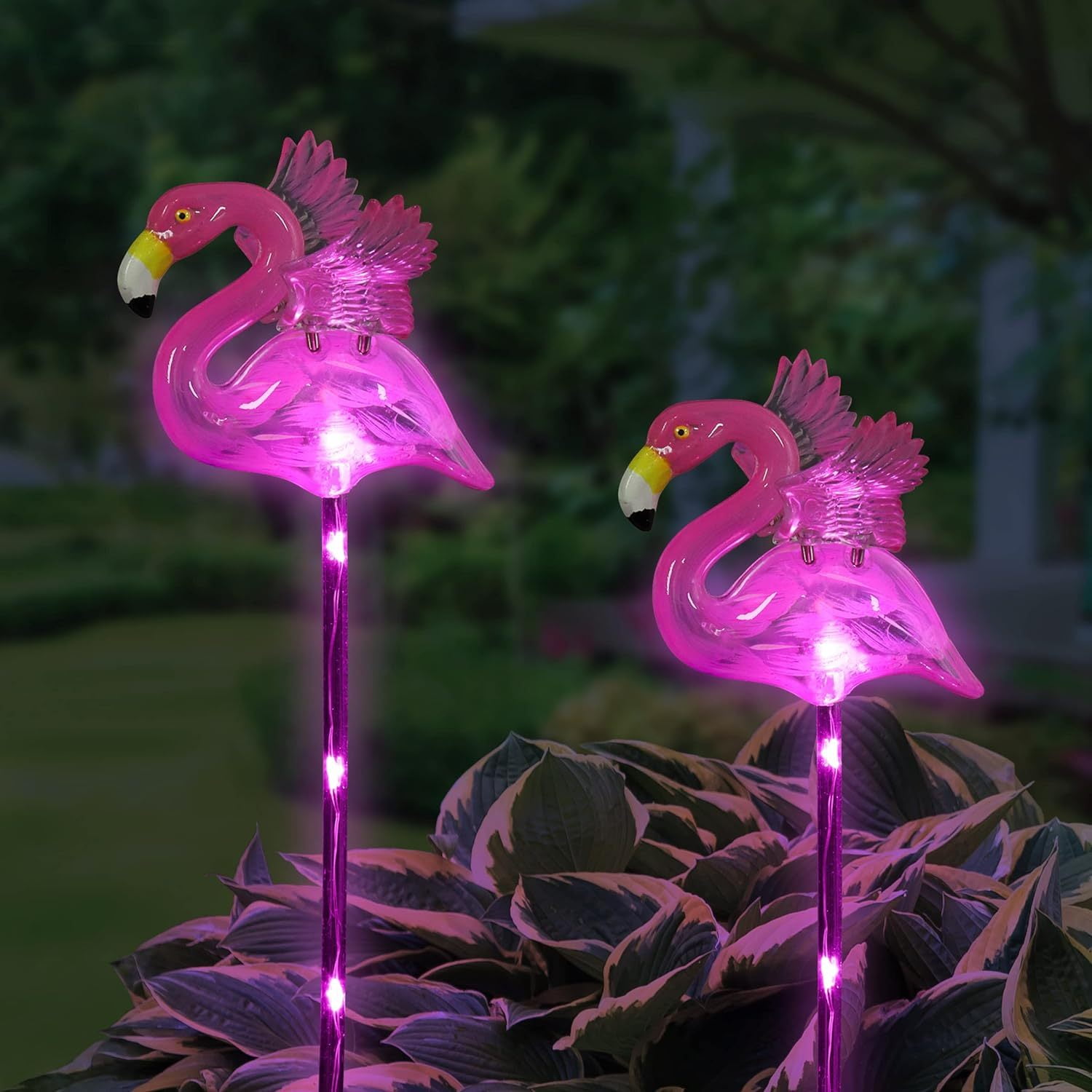Exhart Solar Pink Flamingos Windywings (2 Pack), Weather-Resistant ...