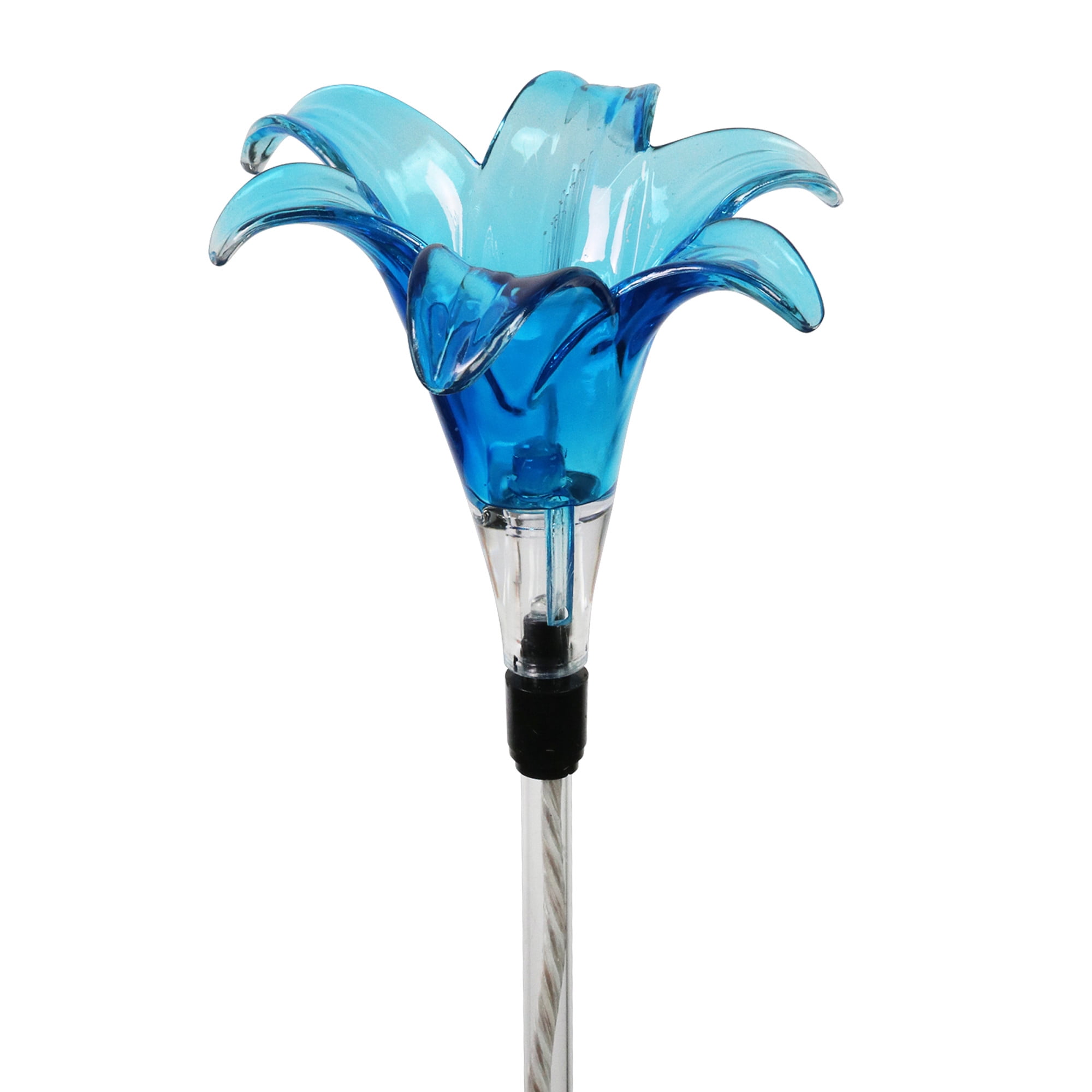 Exhart Plastic Lily Solar Powered Garden Stake in Blue, 4 inch (Decor ...