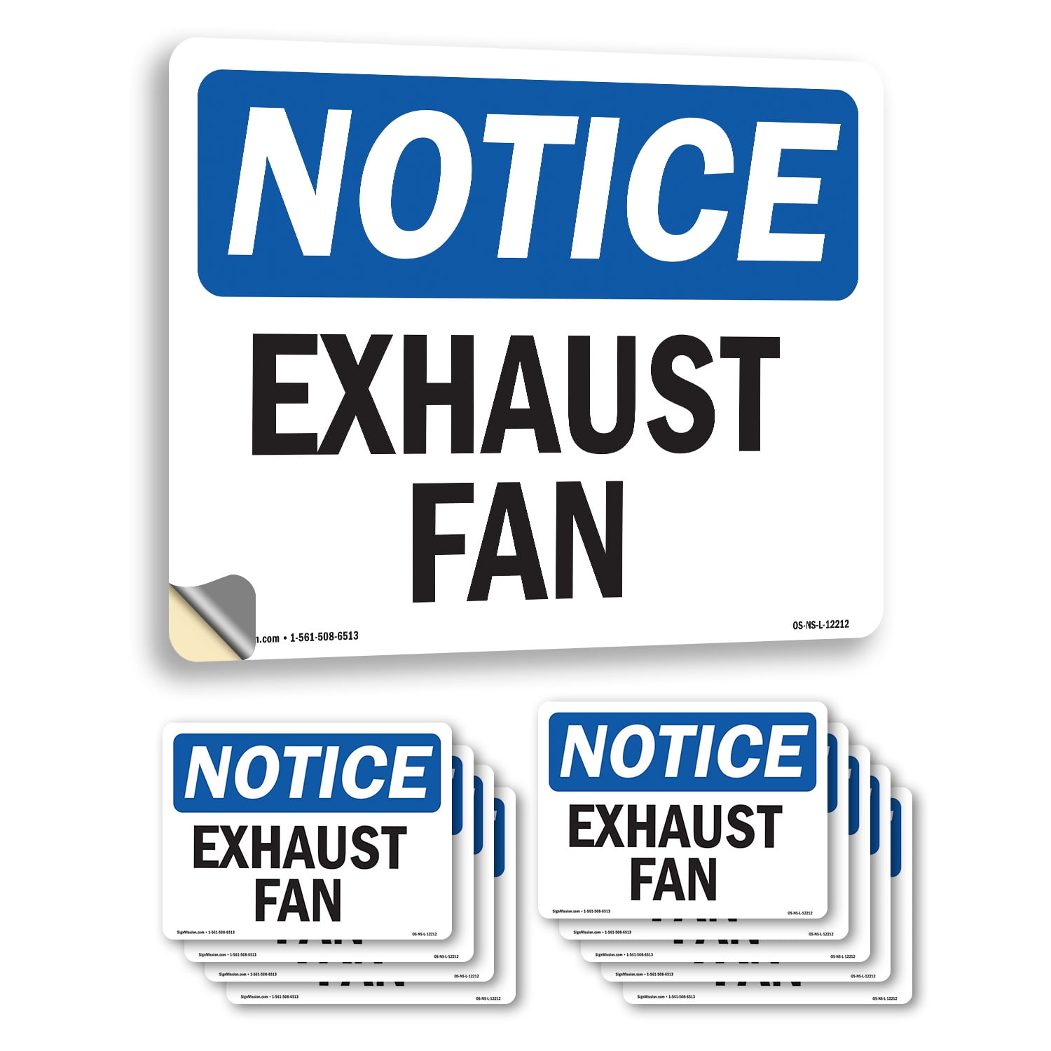 Exhaust Fan OSHA Notice Vinyl Decal Label 14 Inch x 10 Inch - 10 Pack ...