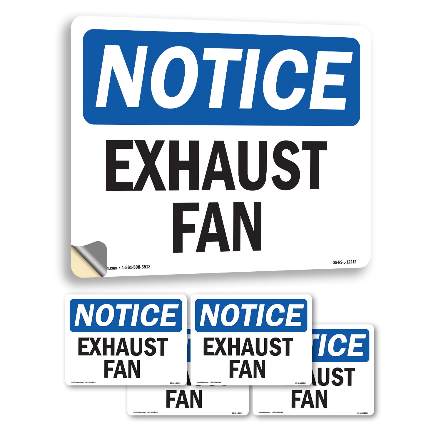 Exhaust Fan OSHA Notice Vinyl Decal Label 5 Inch x 3.5 Inch - 5 Pack ...
