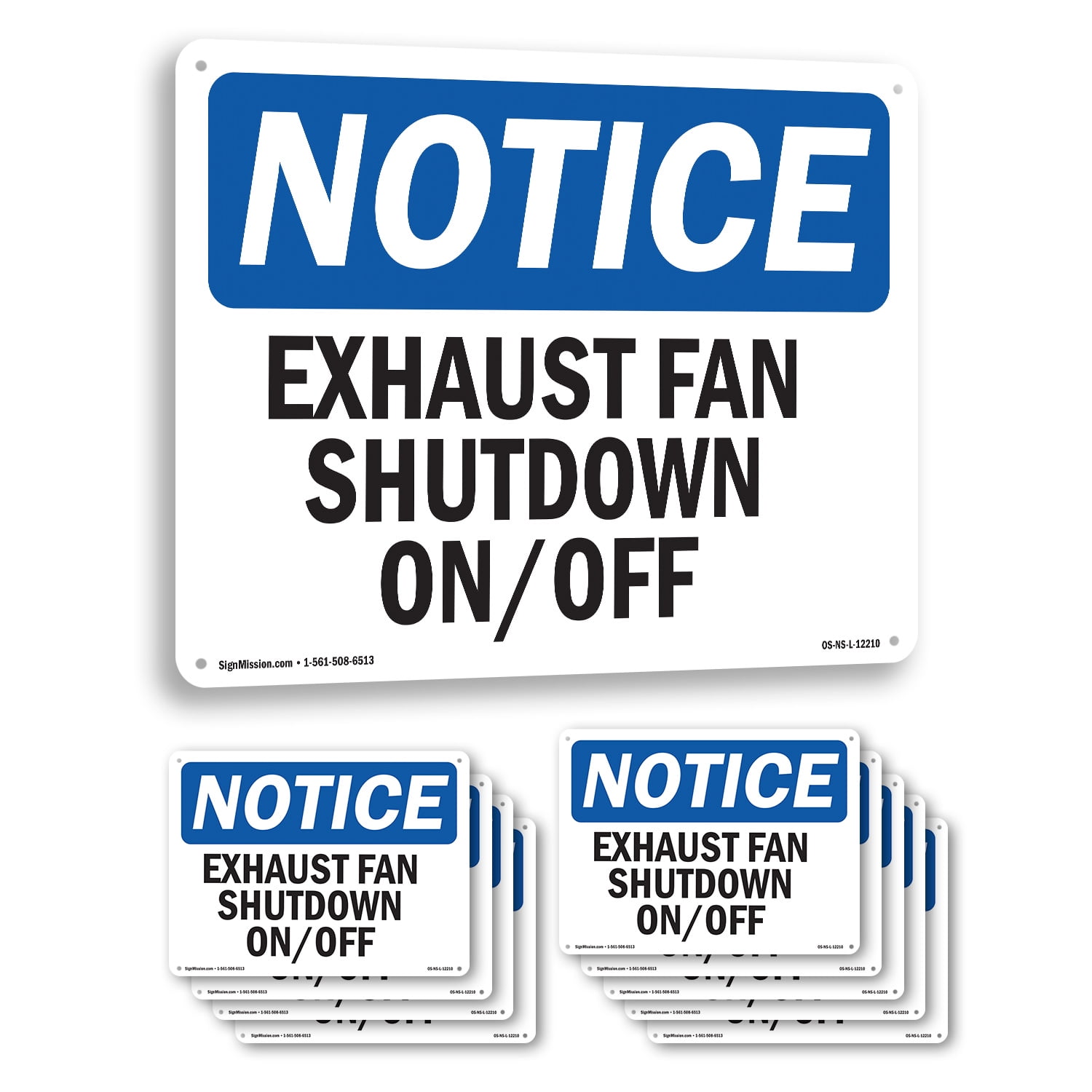 Exhaust Fan Shutdown On Off OSHA Notice Aluminum Sign 14 Inch x 10 Inch ...