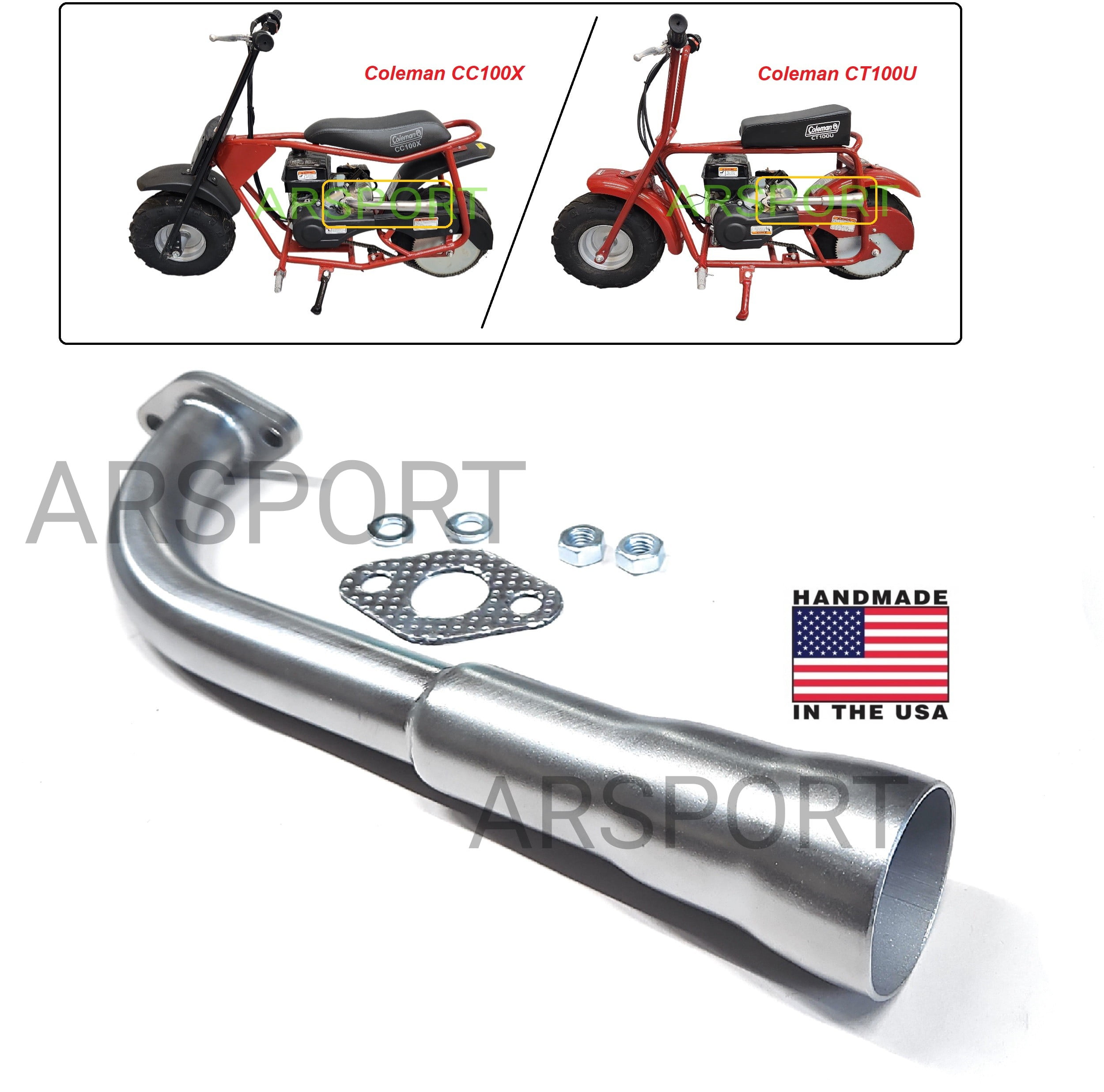 ARSPORT Exhaust Header for Coleman CT100U, Coleman CC100X Mini Bike ...