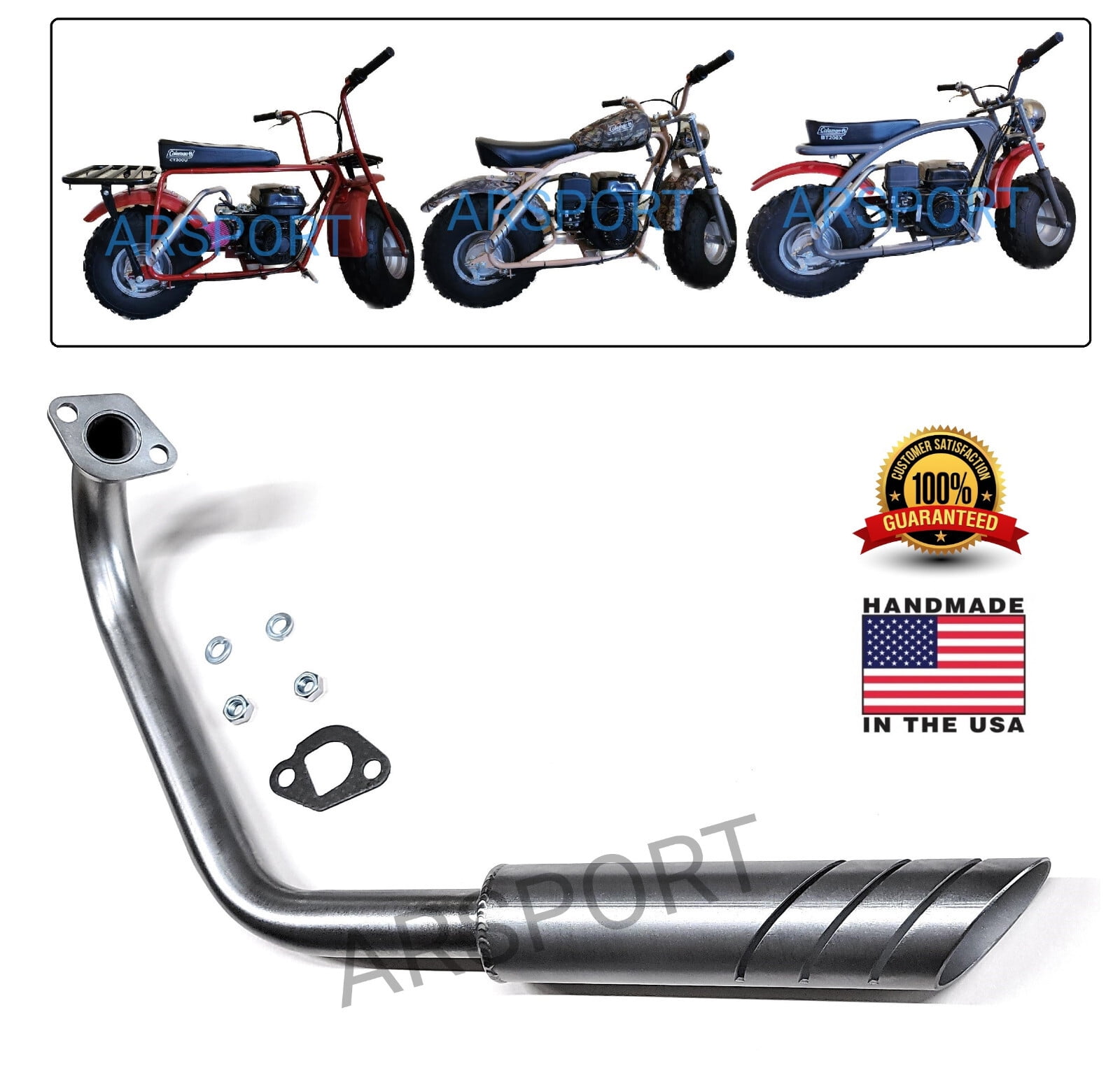 Exhaust Header for: Coleman Powersports CT200U-EX , CT200U, BT200X mini bike. - Walmart.com