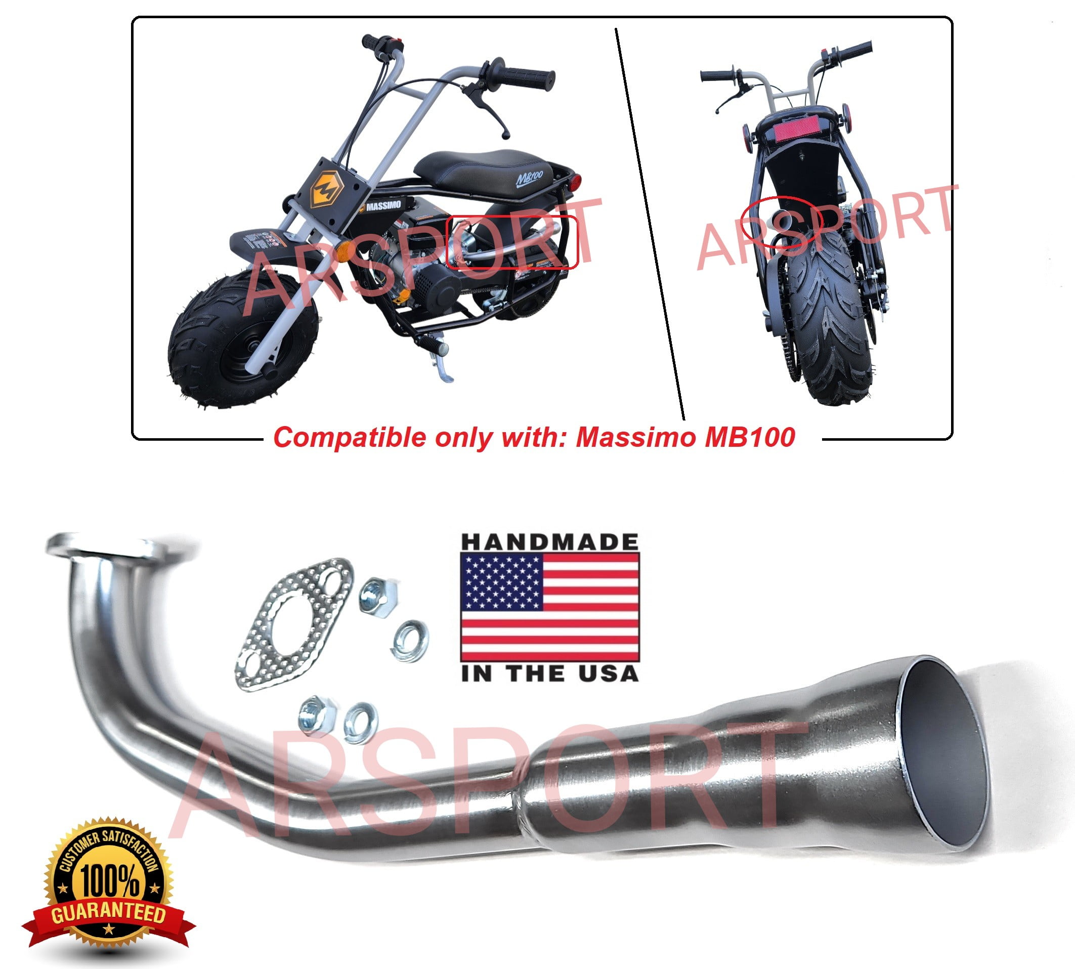 Exhaust Header for Massimo Mini Bike MB100 Mini Bike Off-Road ...