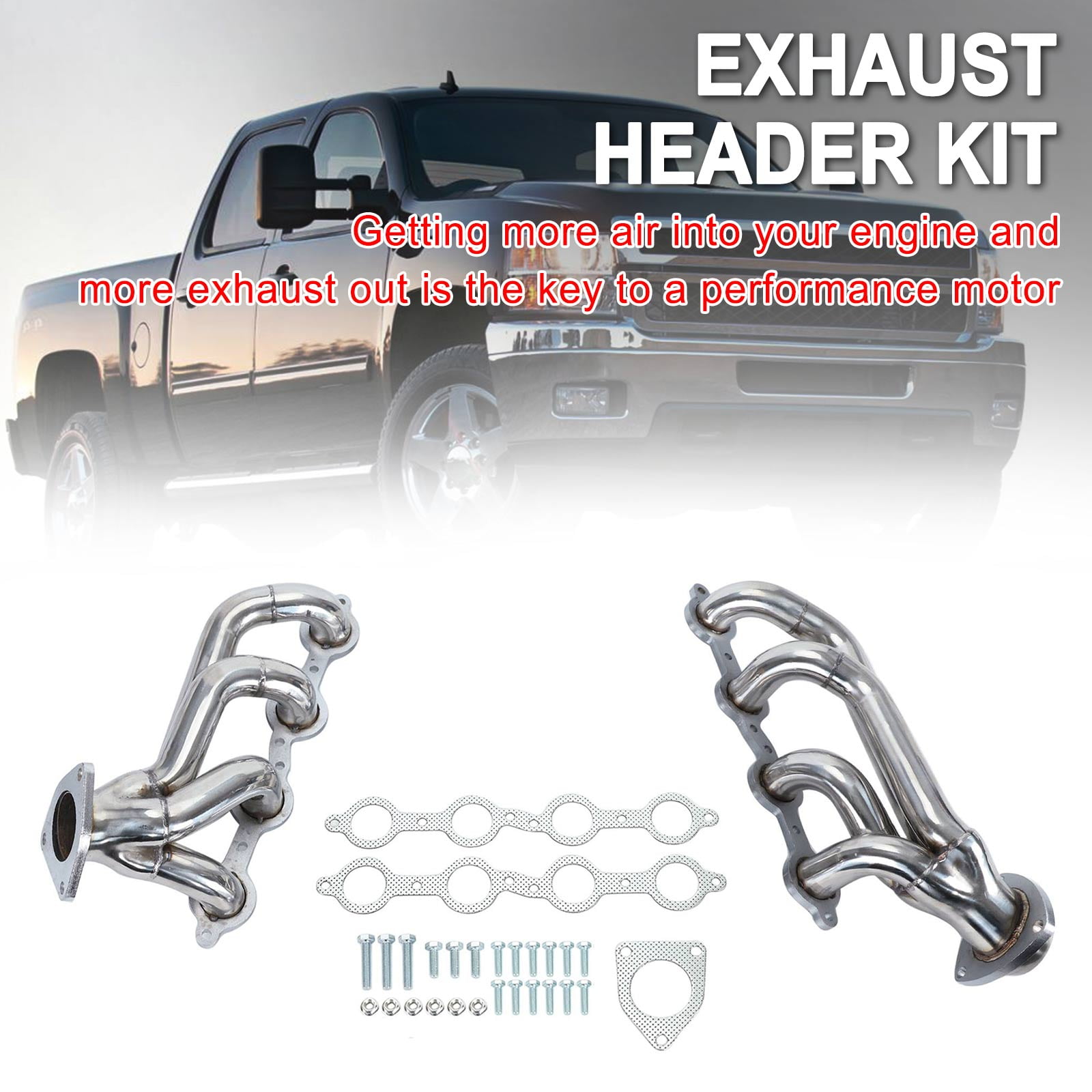 Exhaust Headers Fit for Chevy Silverado 1500 2500HD 3500HD 4.8 5.3 6.0L ...