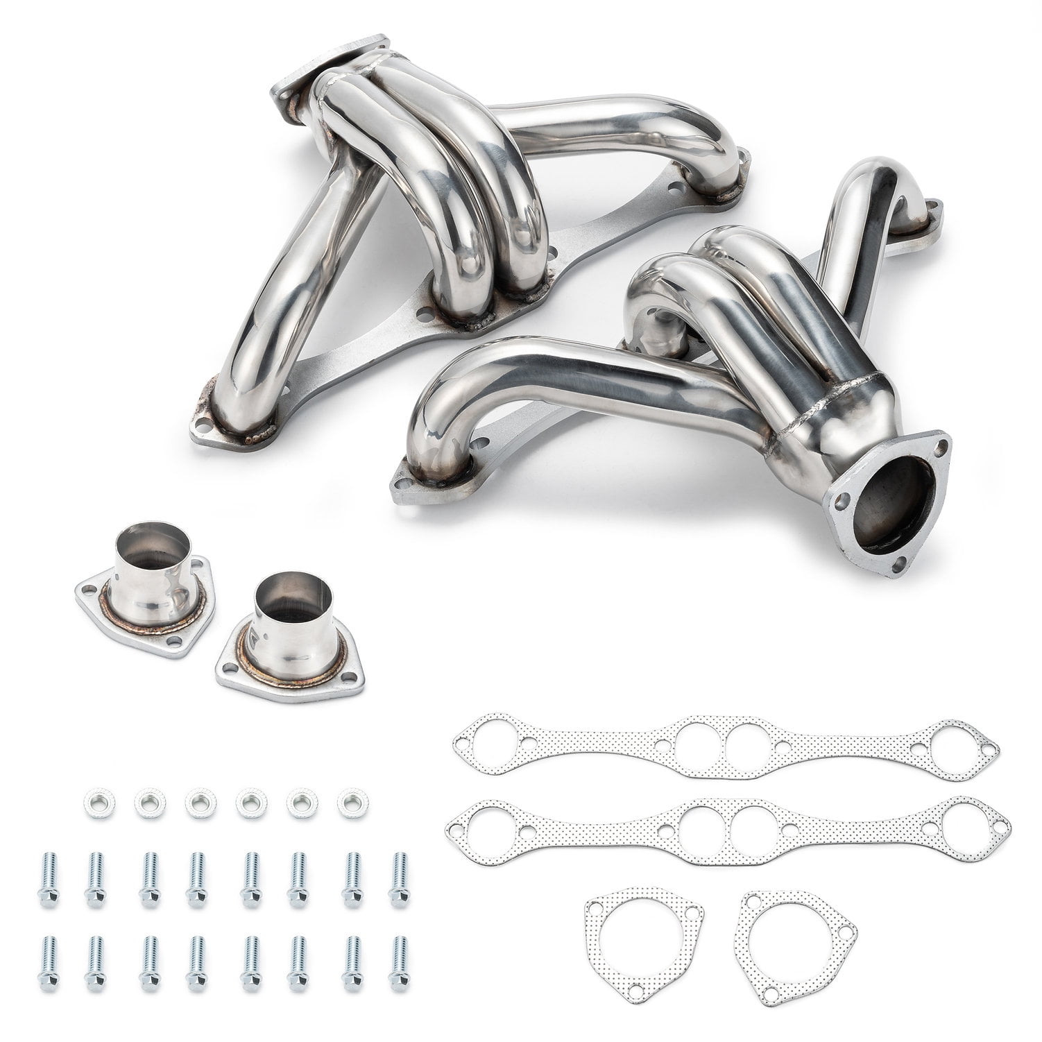 Exhaust Headers For CHEVY SBC SMALL BLOCK V8 HUGGER SHORTY STAINLESS ...