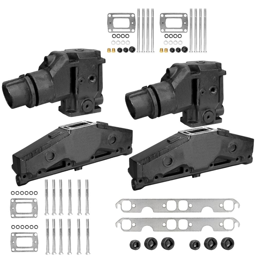 Exhaust Manifold & Elbow Riser Set with Gaskets, Bolts and Plugs for ...